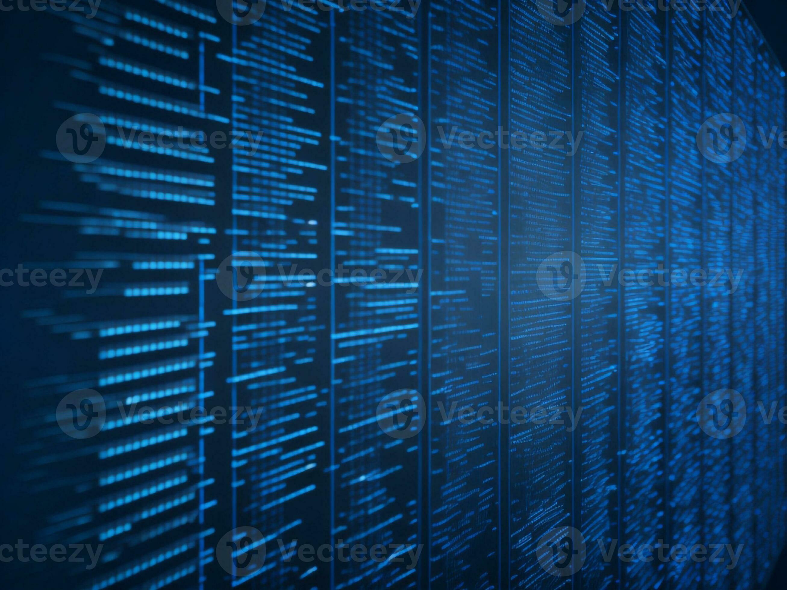 AI generated Blue digital binary data on computer screen background ...