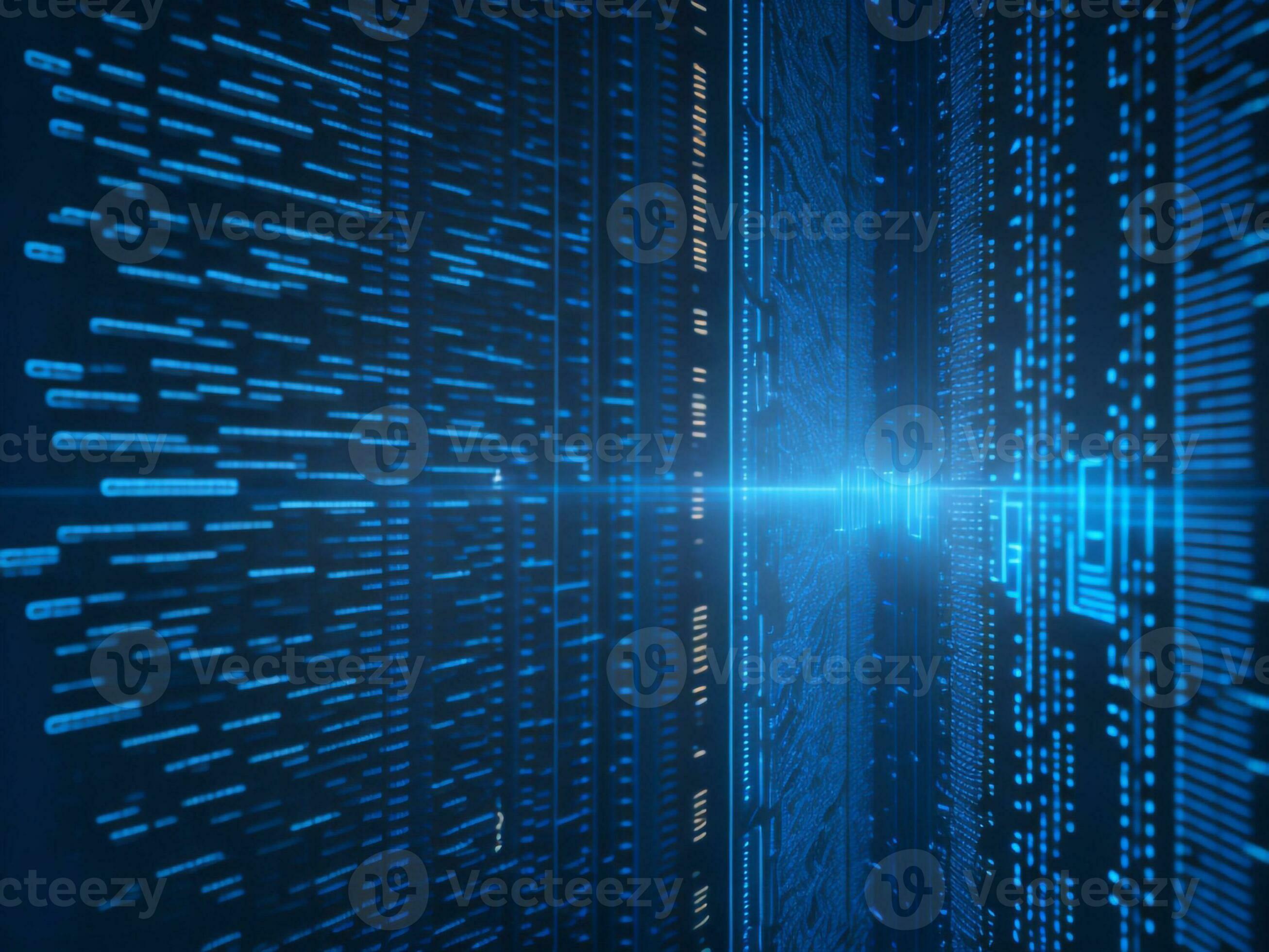 AI generated Blue digital binary data on computer screen background. binary code background ...