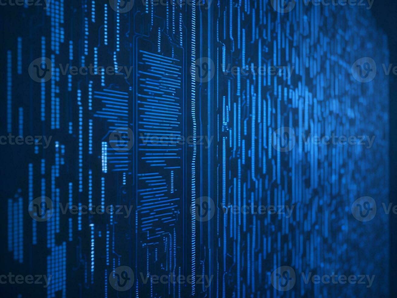 AI generated Blue digital binary data on computer screen background. binary code background ...