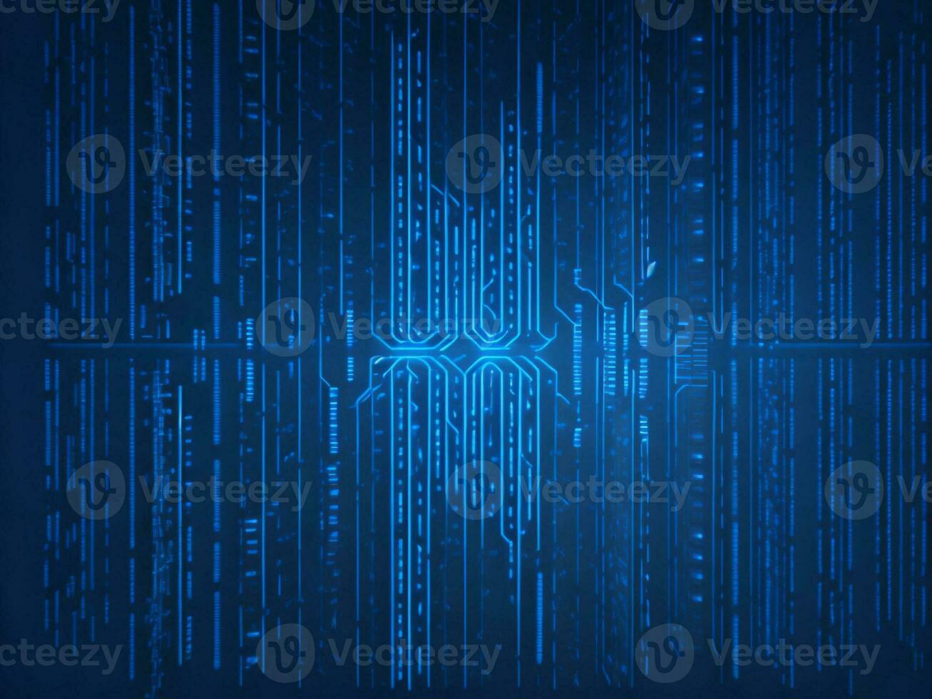 AI generated Blue digital binary data on computer screen background ...