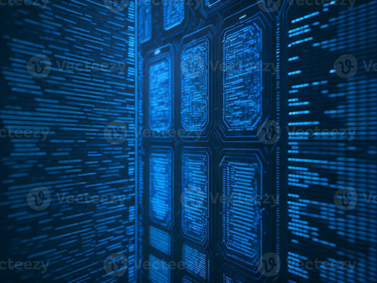 AI generated Blue digital binary data on computer screen background ...