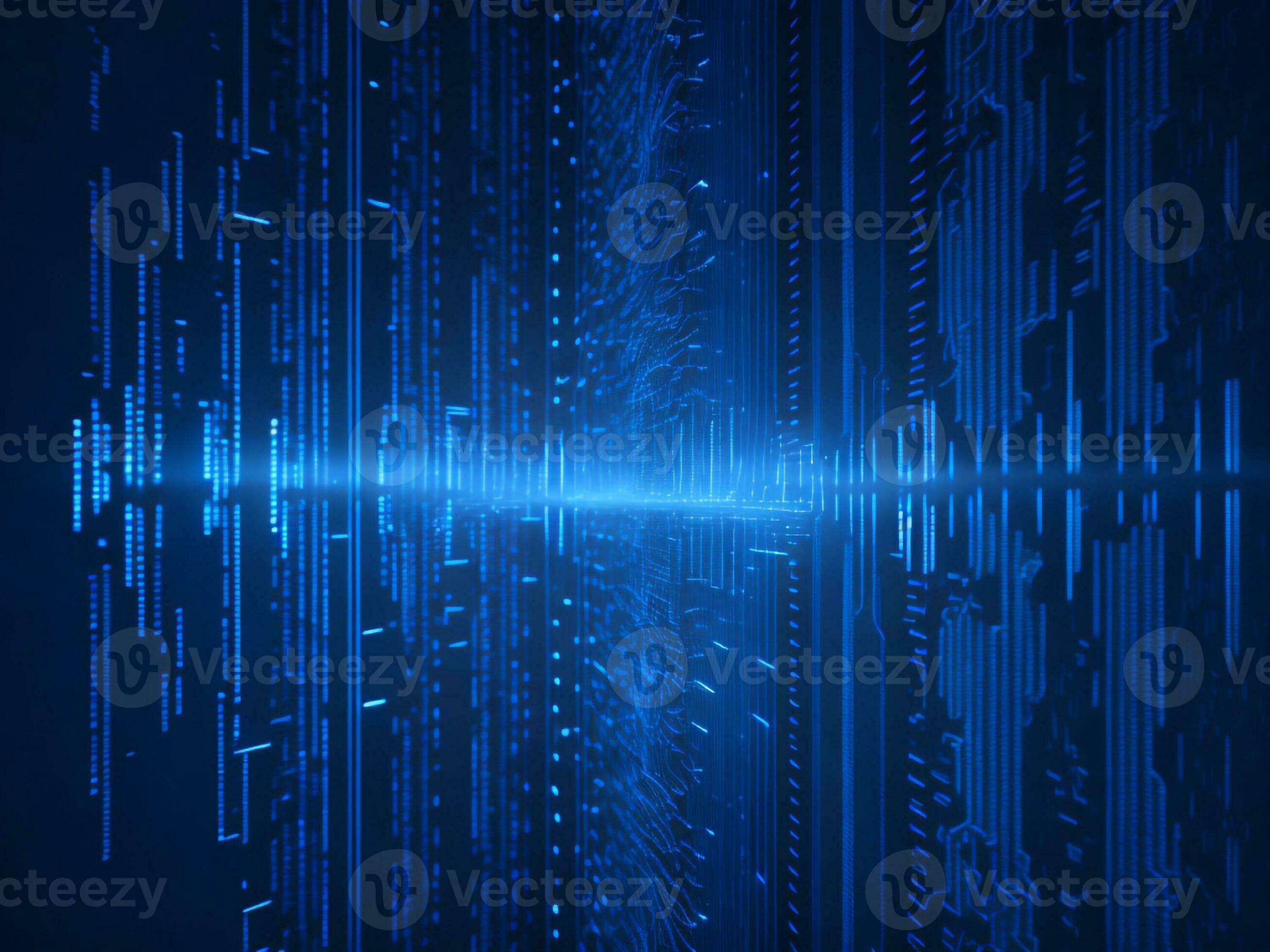 AI generated Blue digital binary data on computer screen background. binary code background ...