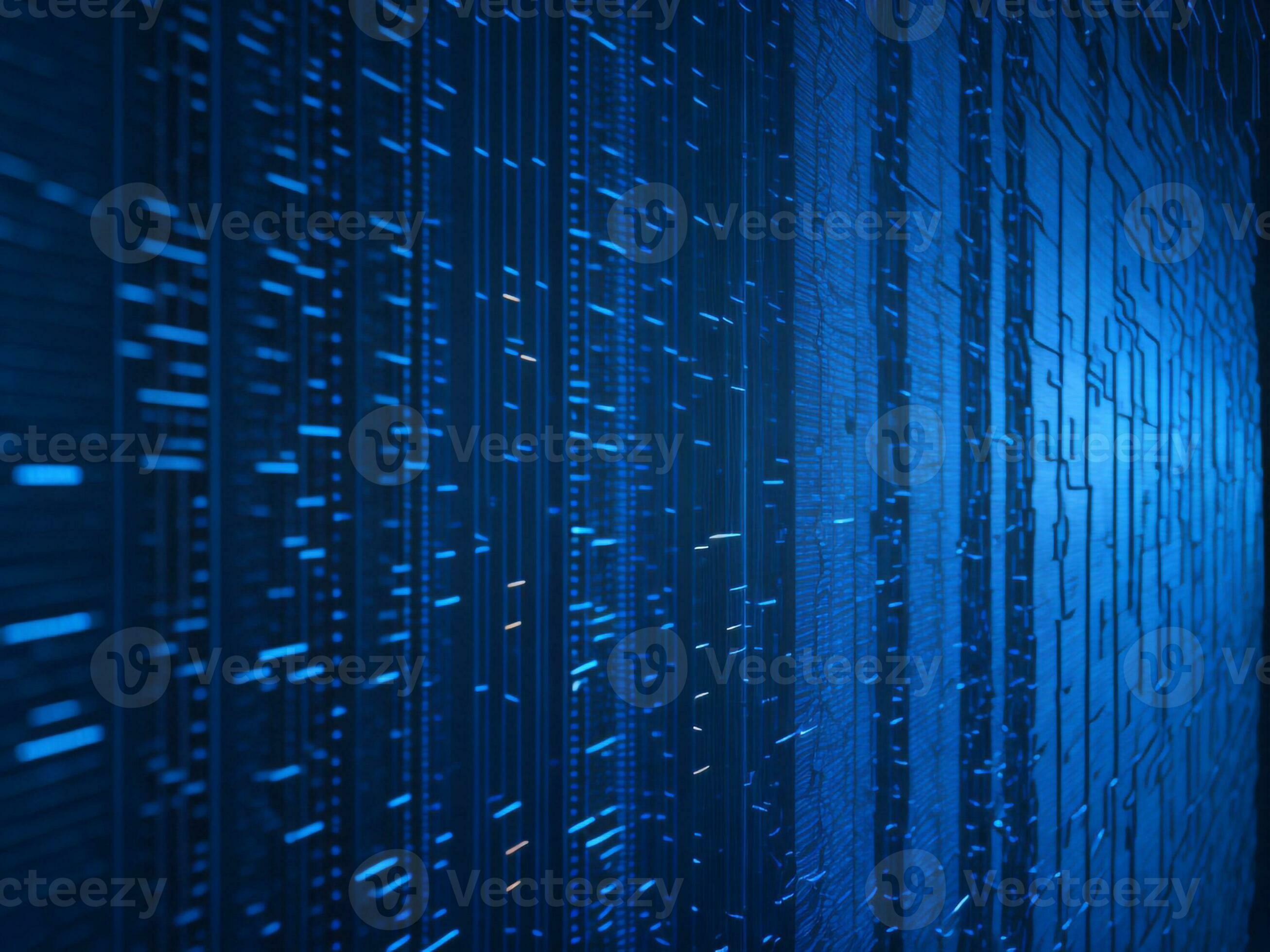 AI generated Blue digital binary data on computer screen background ...