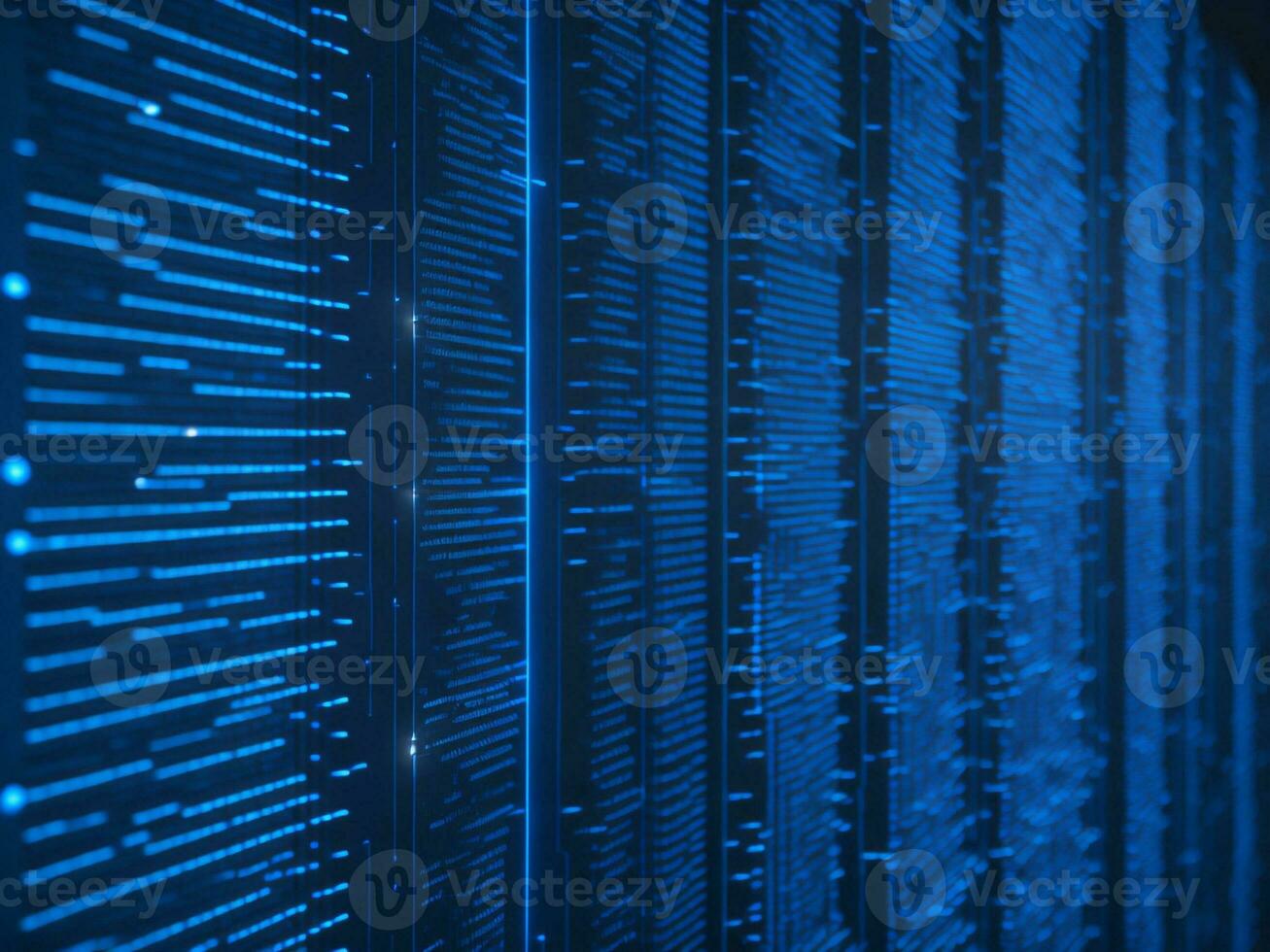 AI generated Blue digital binary data on computer screen background ...