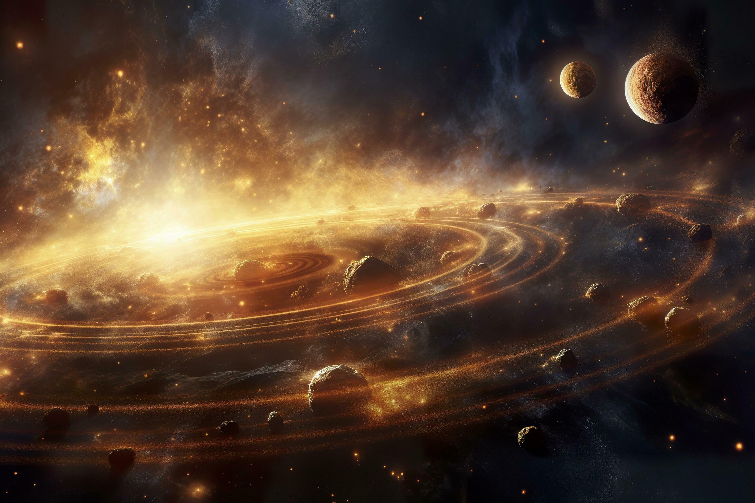 Ai Generated Our 3d Solar System With Planets In Orbits Path Ai