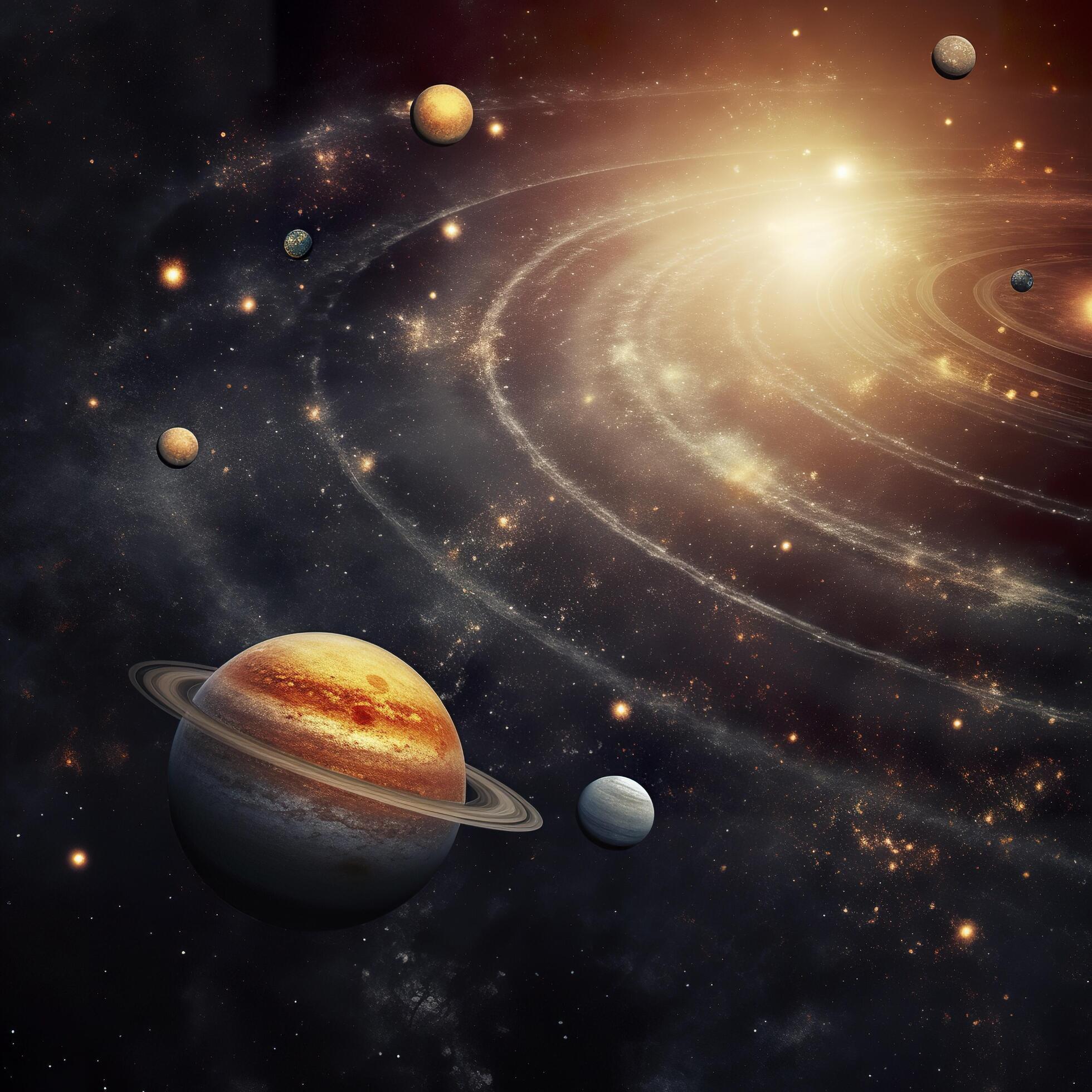 AI generated Our 3d Solar system with planets in orbits path. AI ...