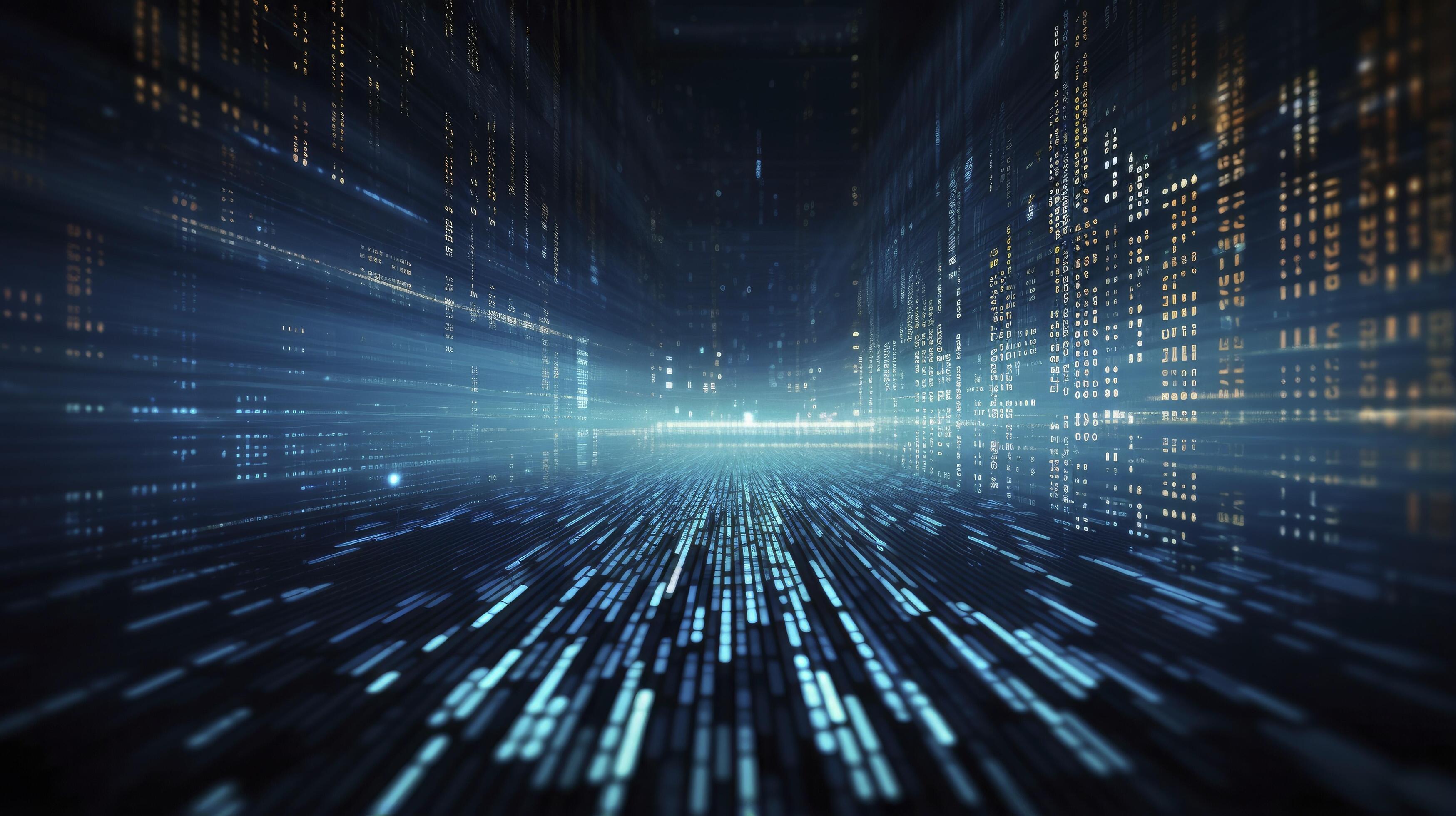 AI generated An abstract digital background with binary code and AI algorithms running in the ...