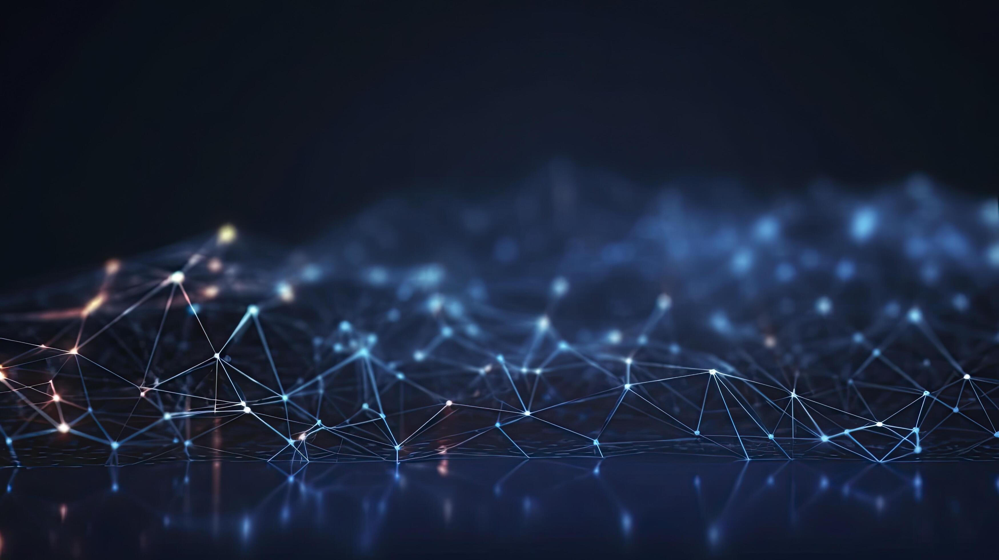 Ai Generated Abstract Connected Dots And Lines Motion Of Digital Data Flow Ai Generated