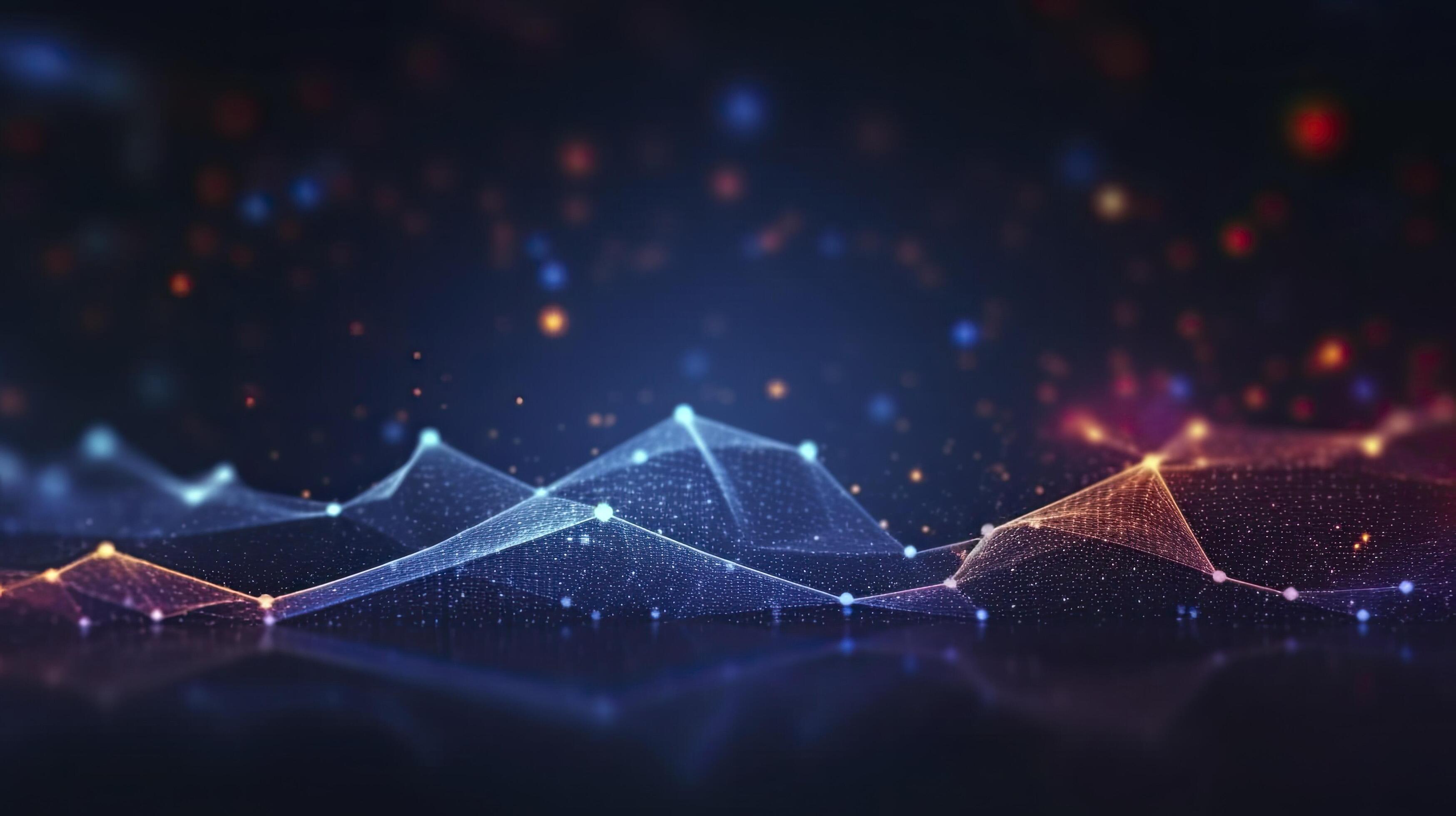 Ai Generated Abstract Connected Dots And Lines Motion Of Digital Data Flow Ai Generated