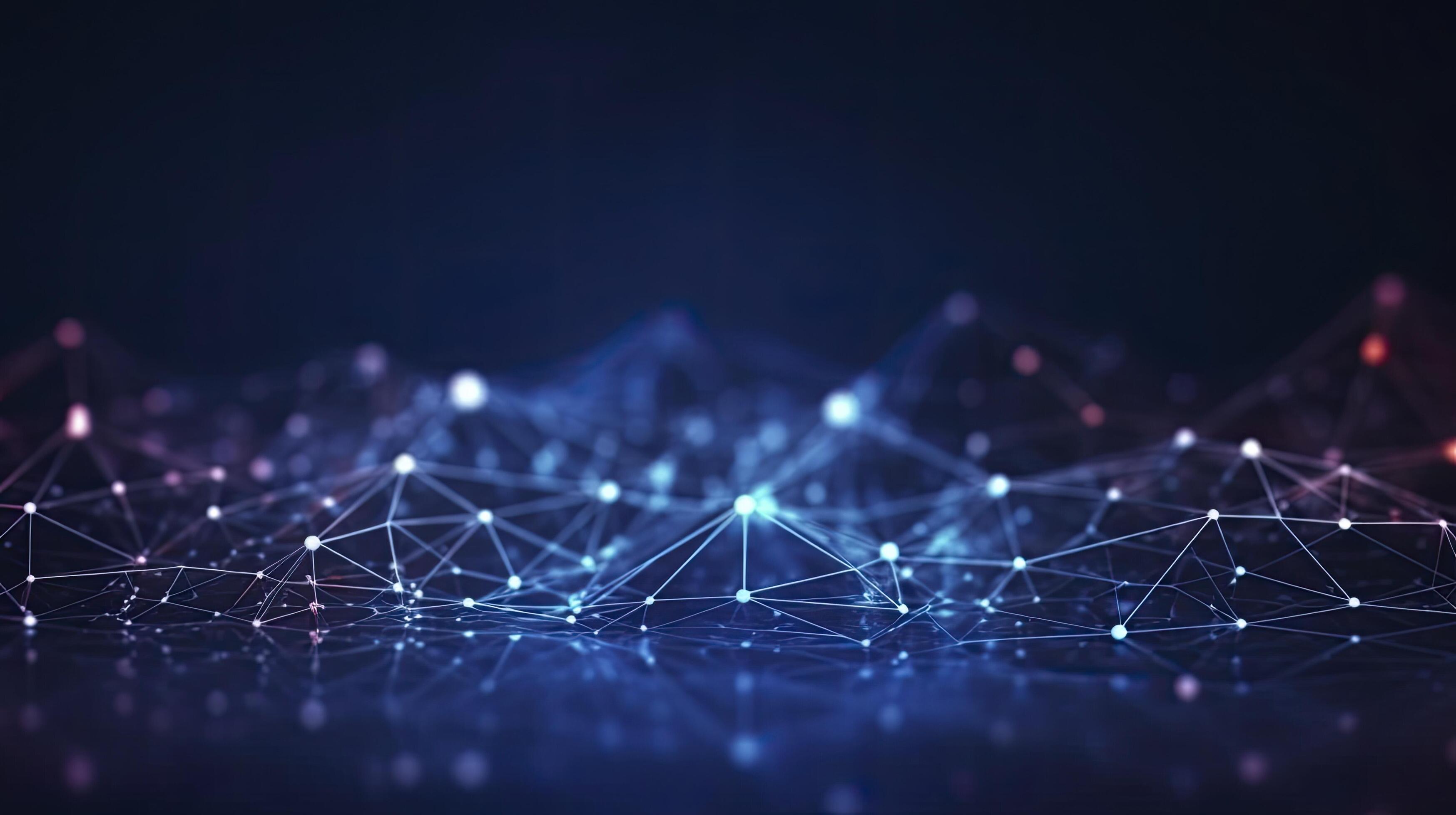 Ai Generated Abstract Connected Dots And Lines Motion Of Digital Data Flow Ai Generated