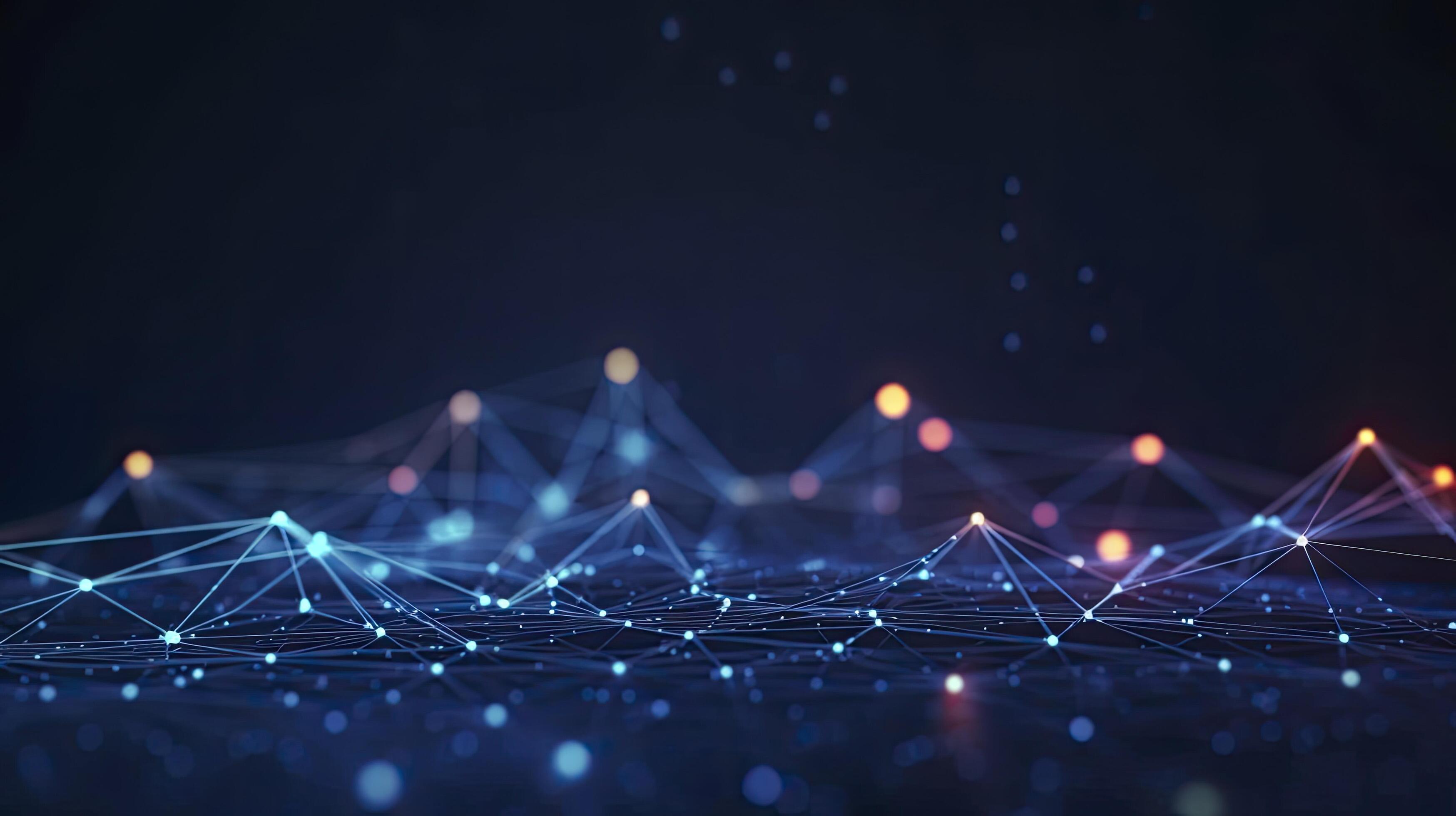 Ai Generated Abstract Connected Dots And Lines Motion Of Digital Data Flow Ai Generated