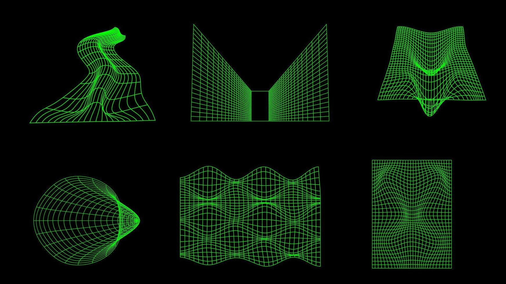 Geometric wireframe 3D shapes and meshes 35218912 Vector Art at Vecteezy