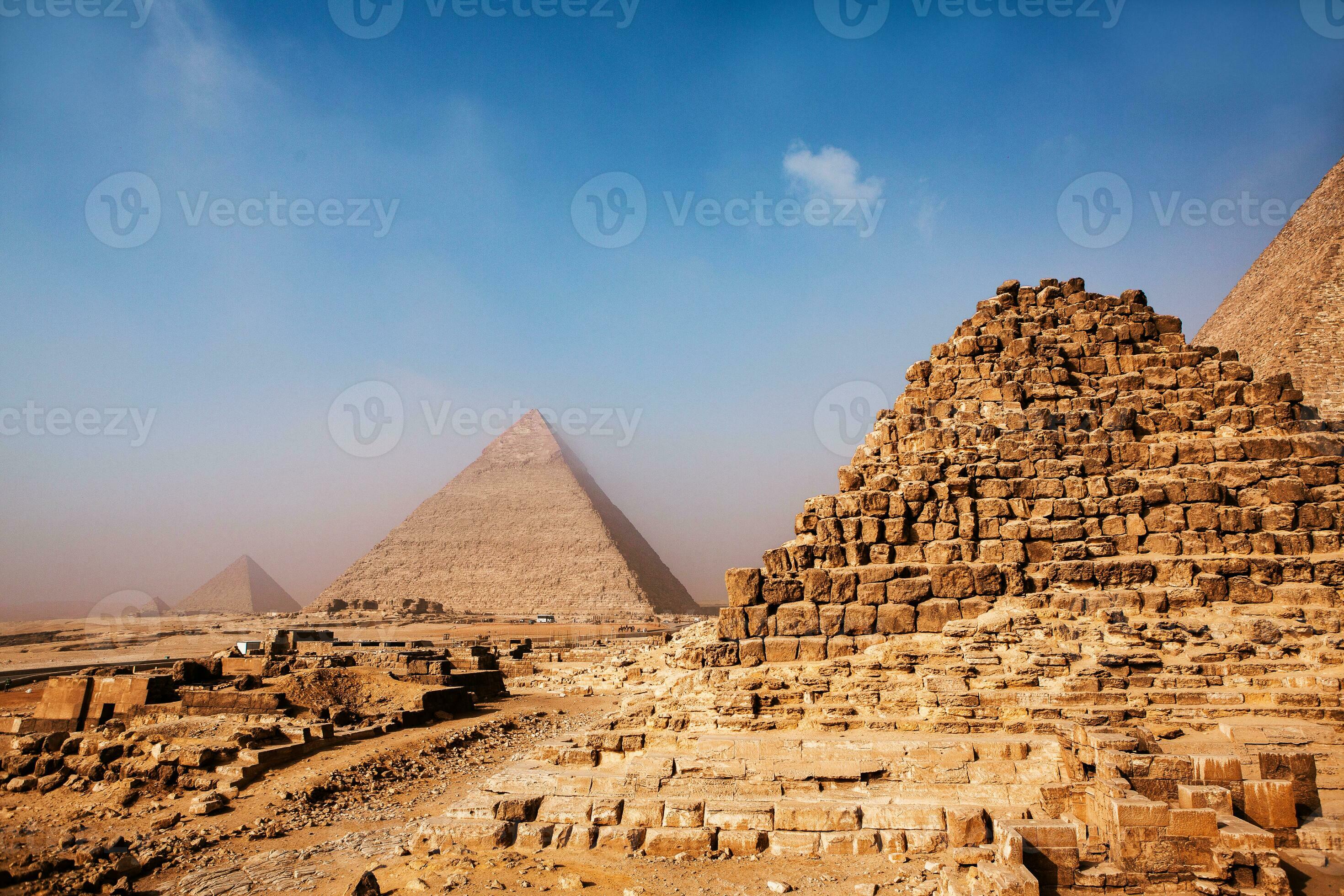 Famous Egyptian Pyramids of Giza. Landscape in Egypt. Pyramid in desert ...