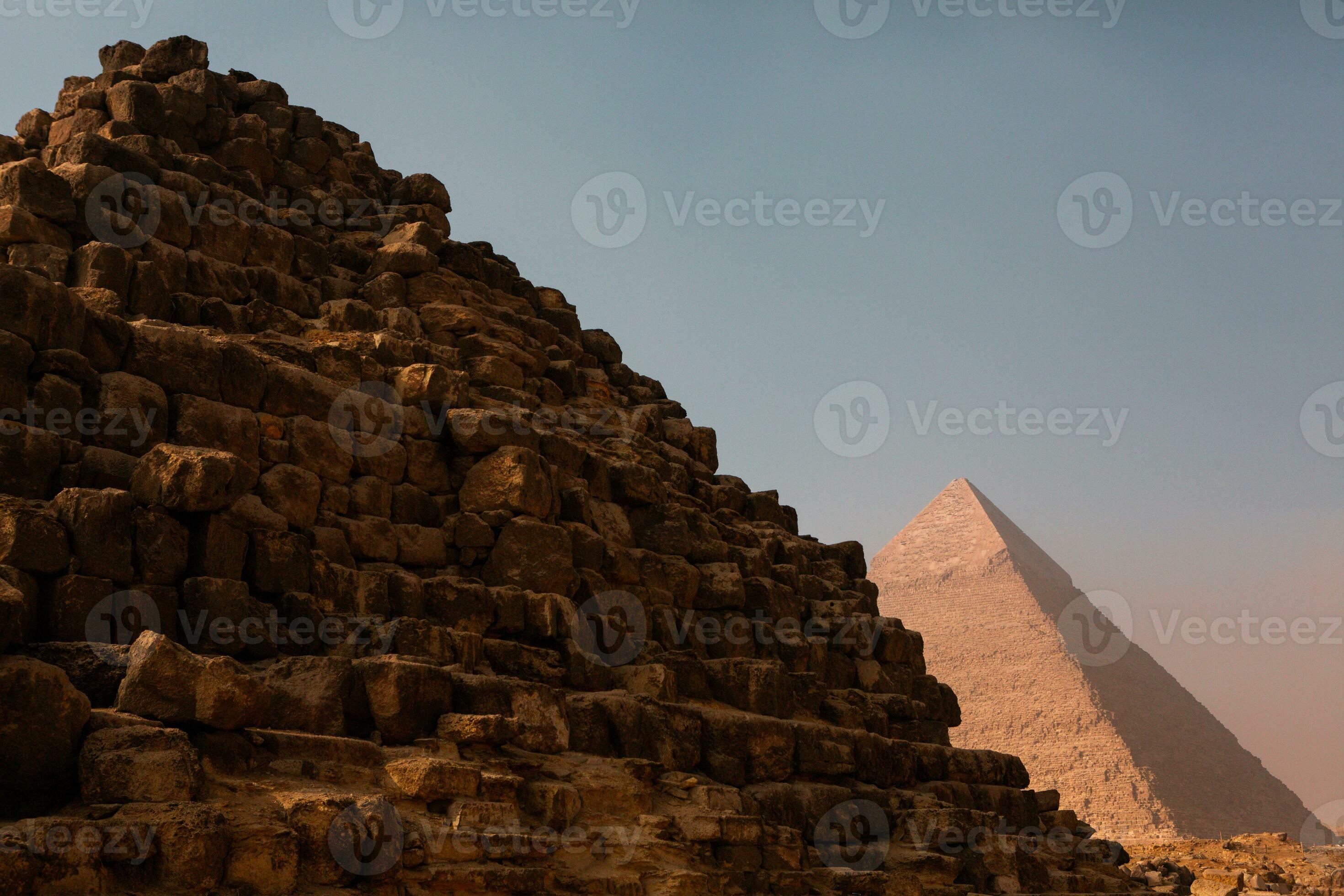 Famous Egyptian Pyramids of Giza. Landscape in Egypt. Pyramid in desert ...