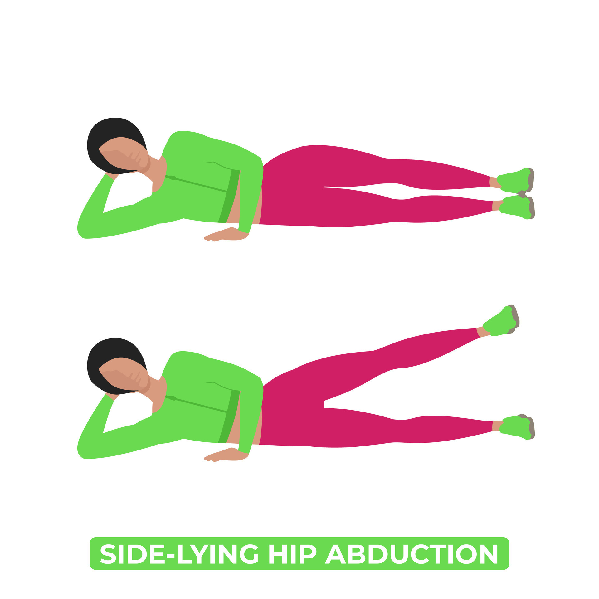 Vector Woman Doing Side Lying Hip Abduction Lying Side Leg Lift