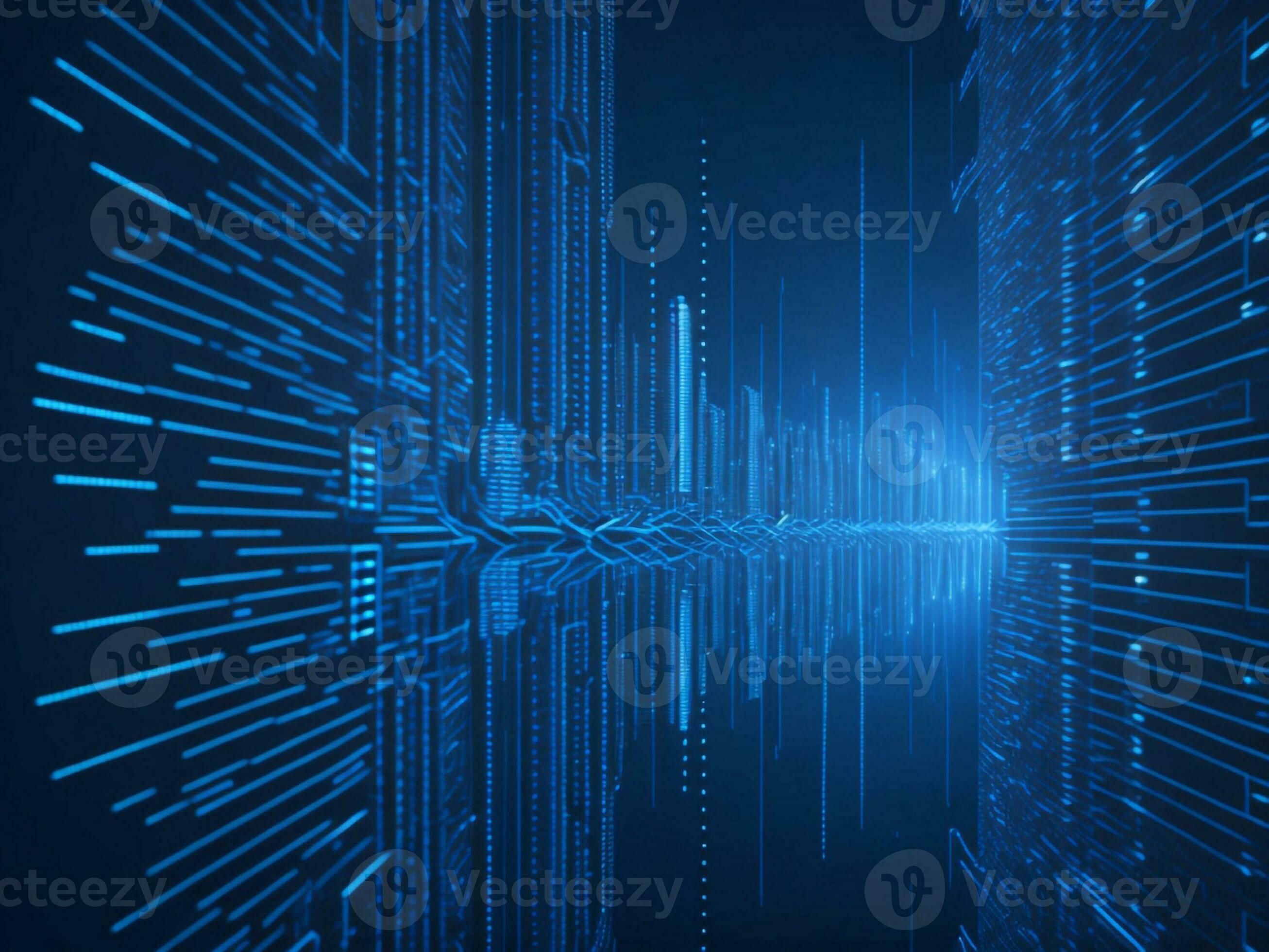 AI generated Blue digital binary data on computer screen background ...