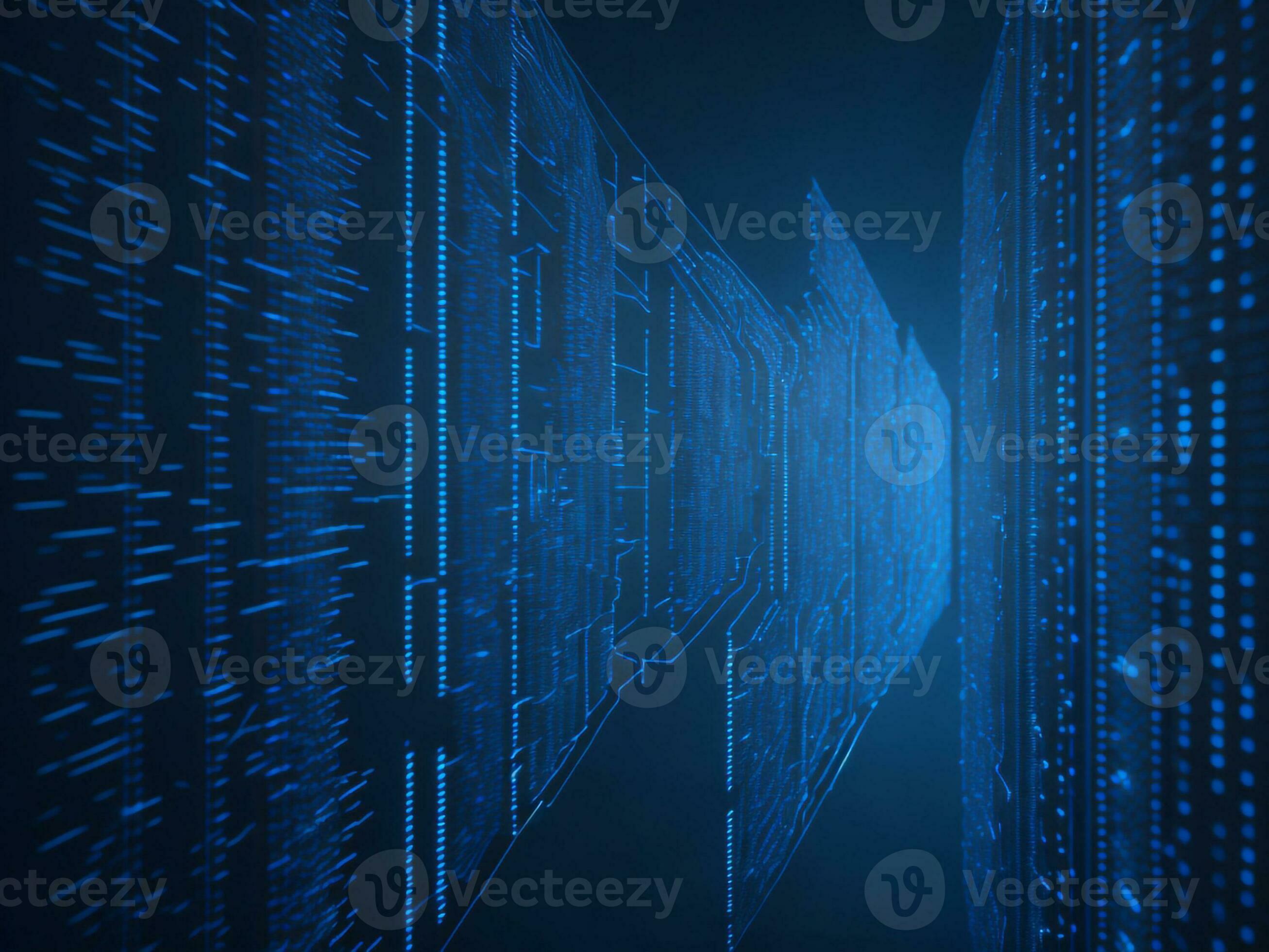 AI generated Blue digital binary data on computer screen background ...