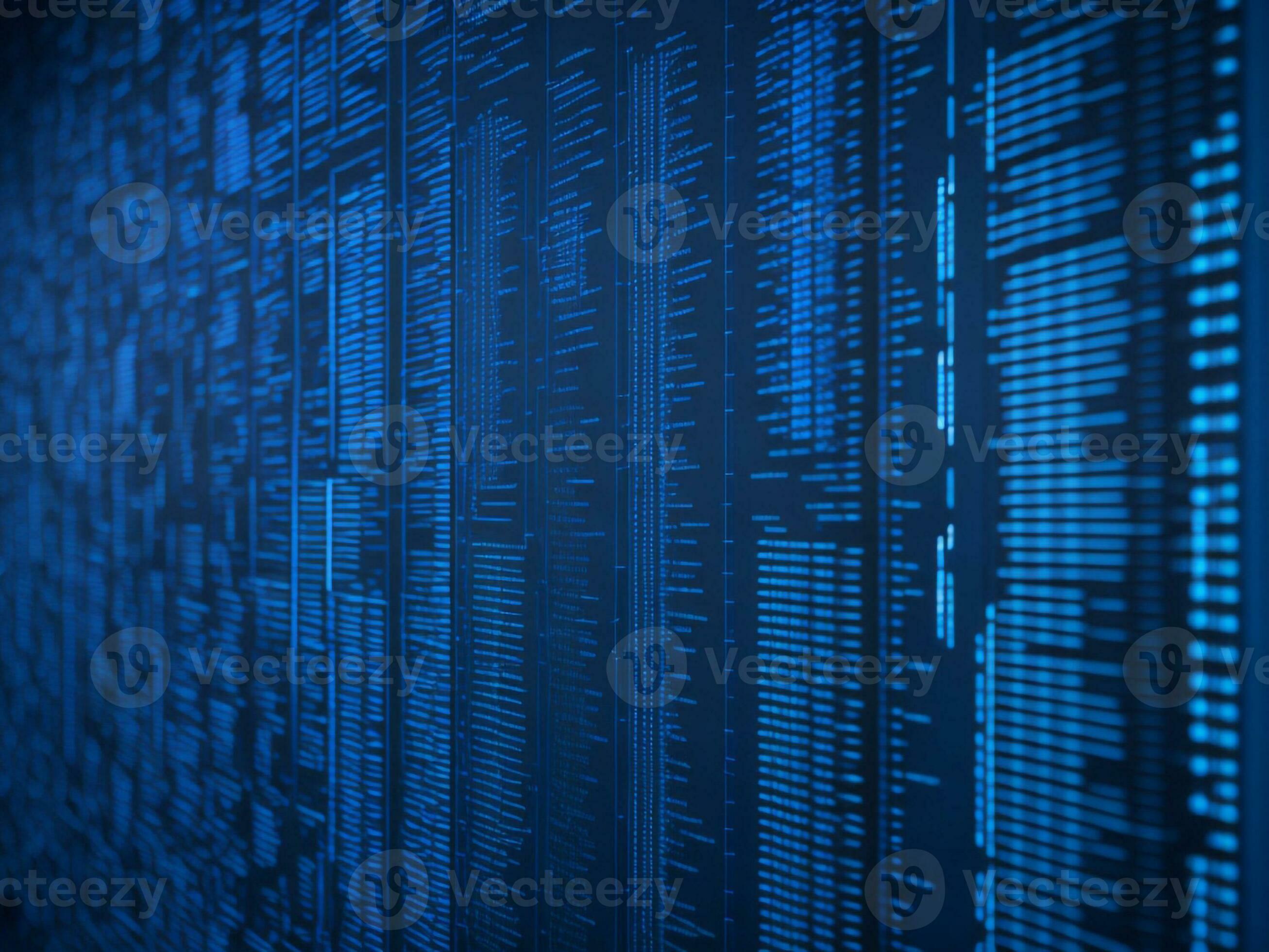 AI generated Blue digital binary data on computer screen background. binary code background ...