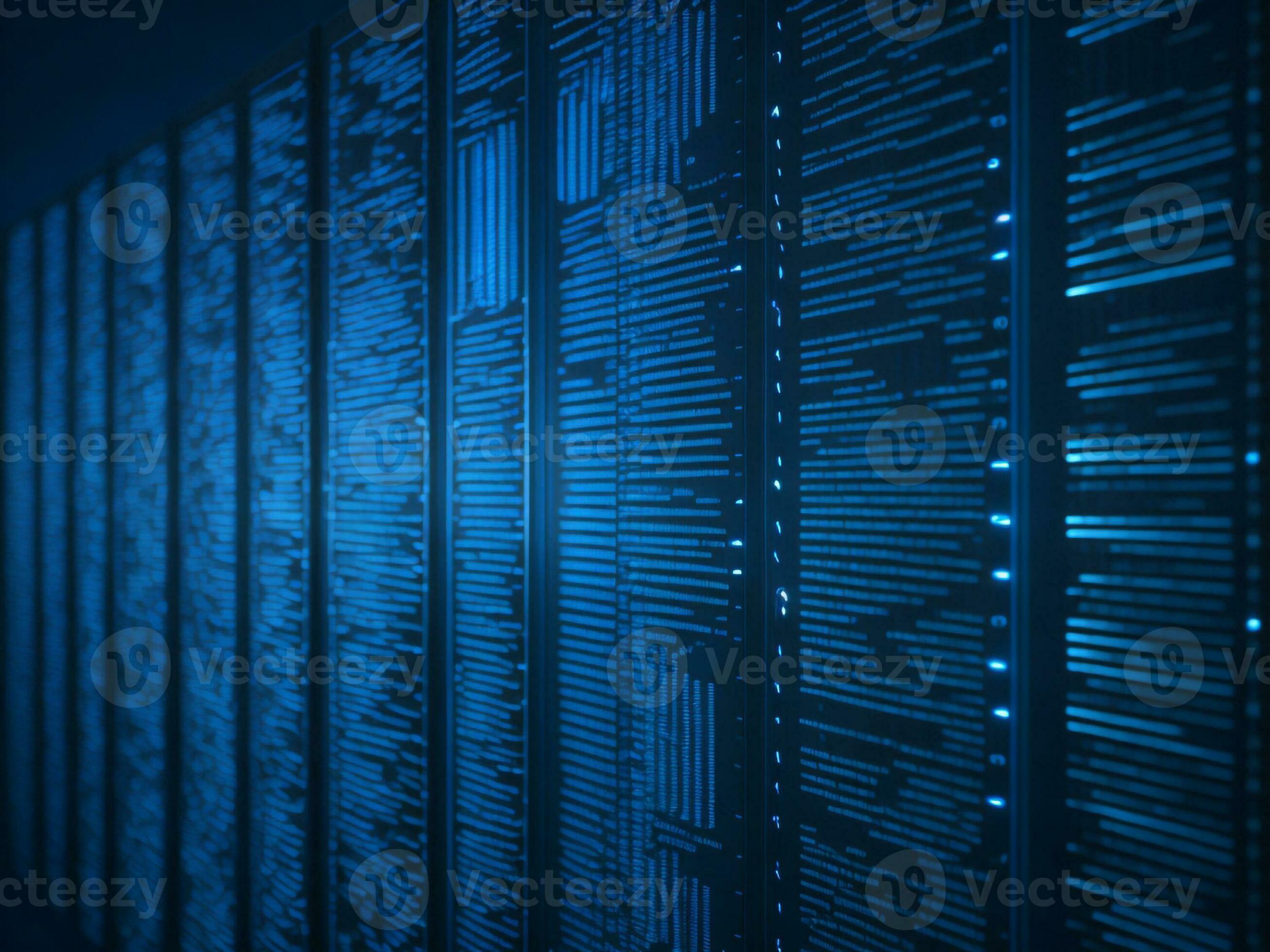 AI generated Blue digital binary data on computer screen background. binary code background ...