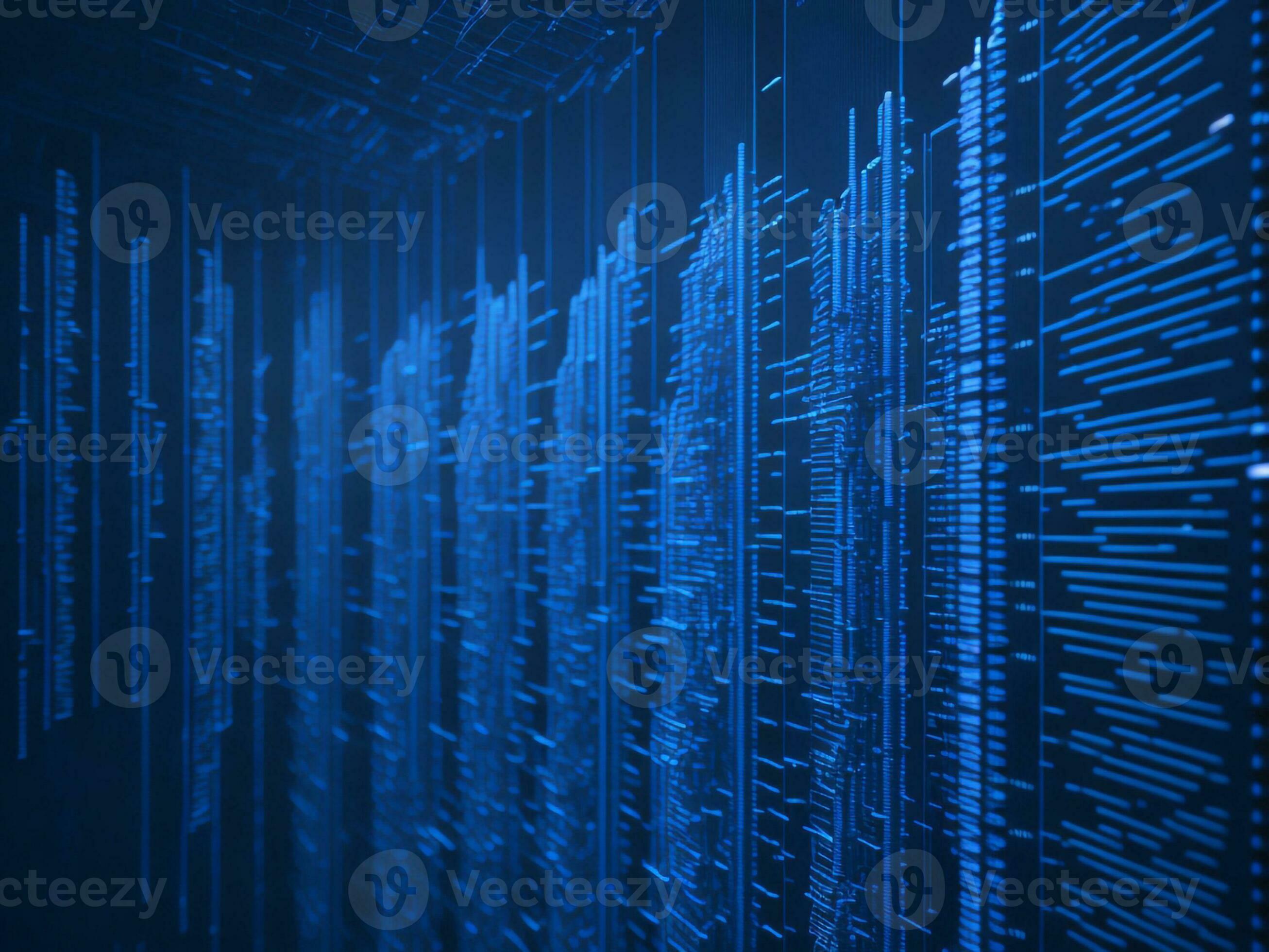 AI generated Blue digital binary data on computer screen background. binary code background ...