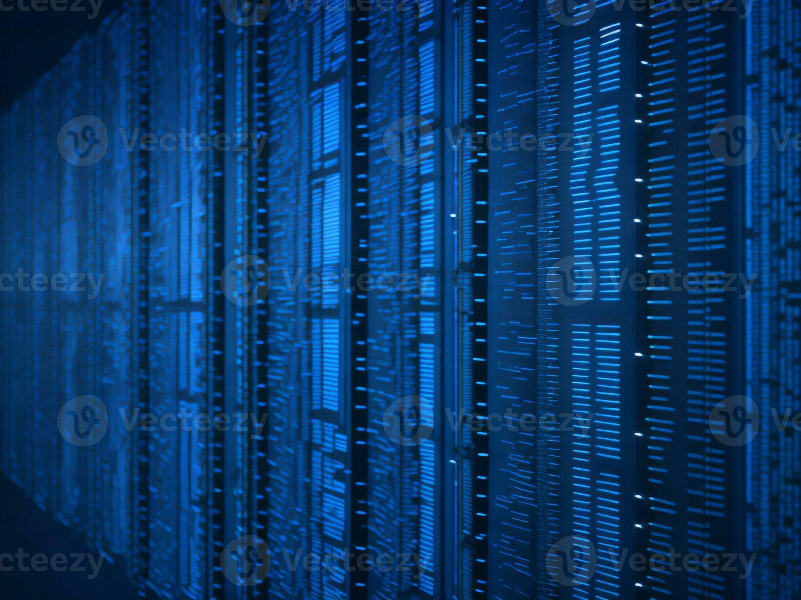 AI generated Blue digital binary data on computer screen background ...