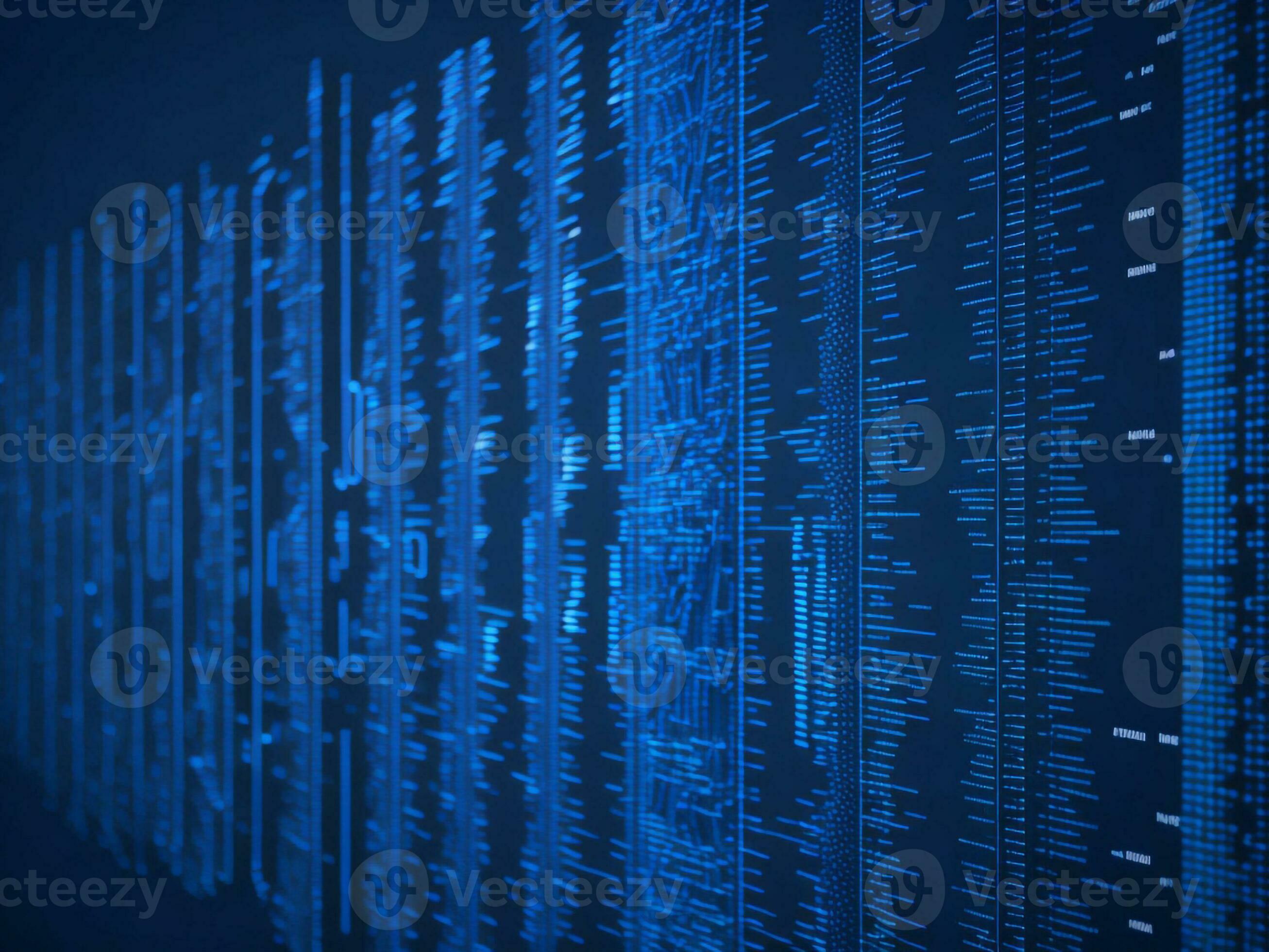 AI generated Blue digital binary data on computer screen background ...