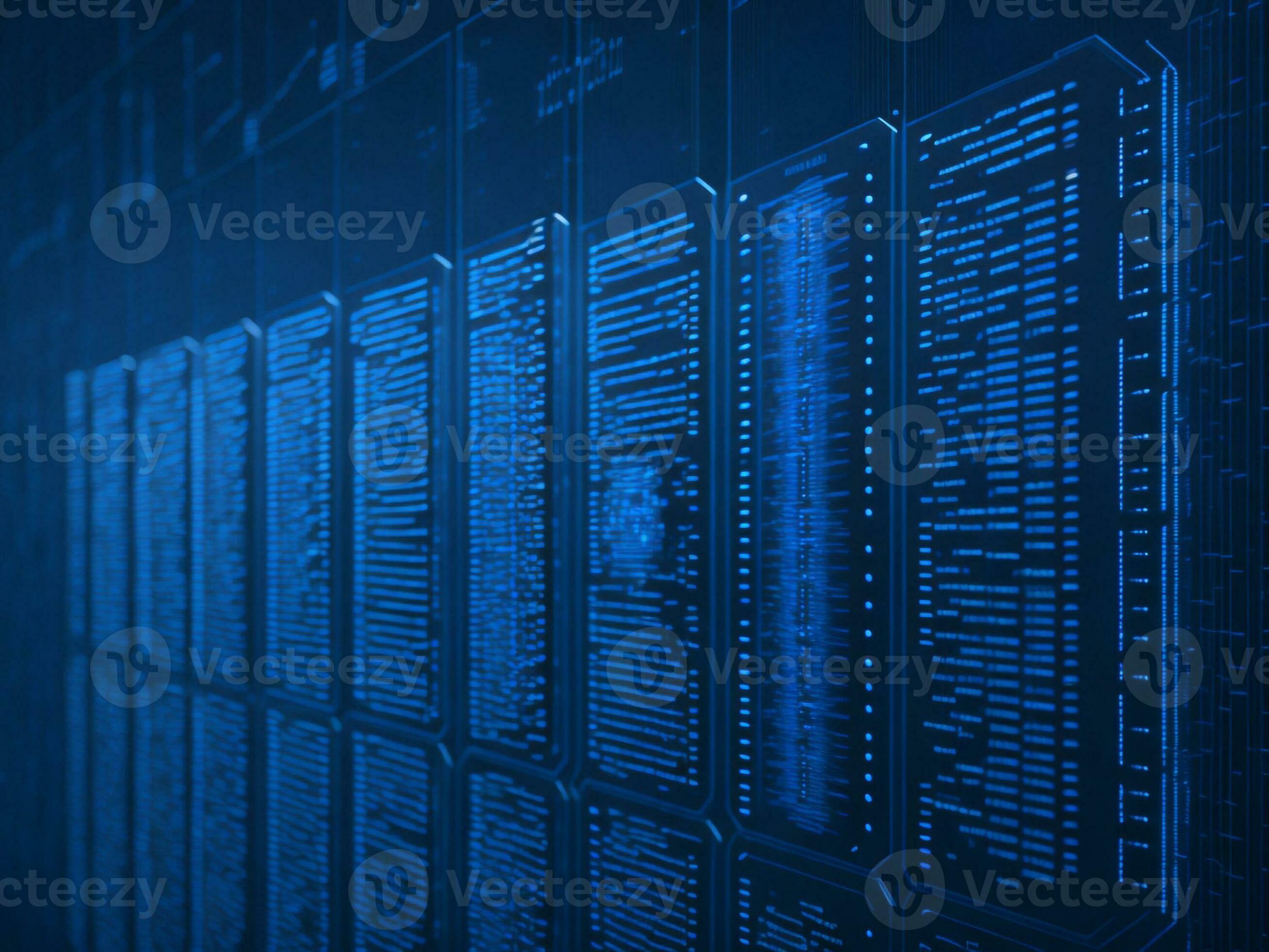 AI generated Blue digital binary data on computer screen background ...