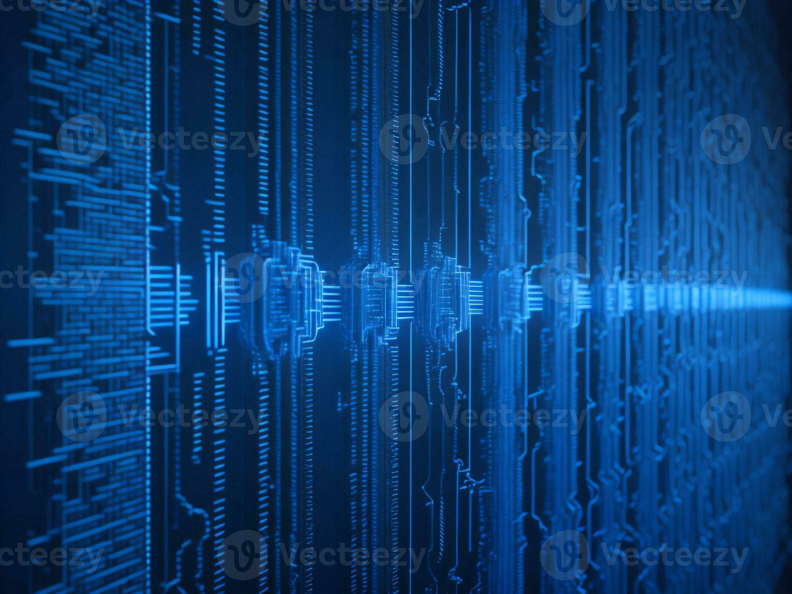 Ai Generated Blue Digital Binary Data On Computer Screen Background Binary Code Background