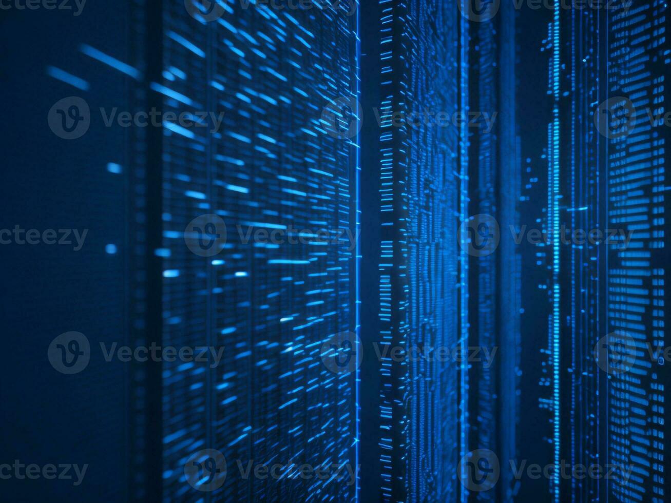 AI generated Blue digital binary data on computer screen background ...