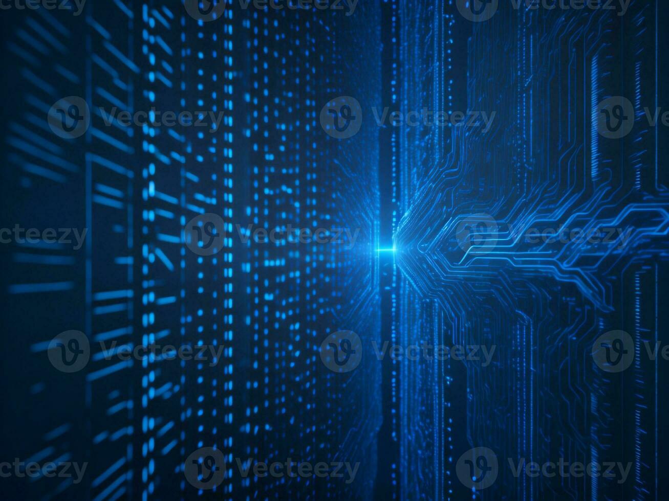 AI generated Blue digital binary data on computer screen background ...