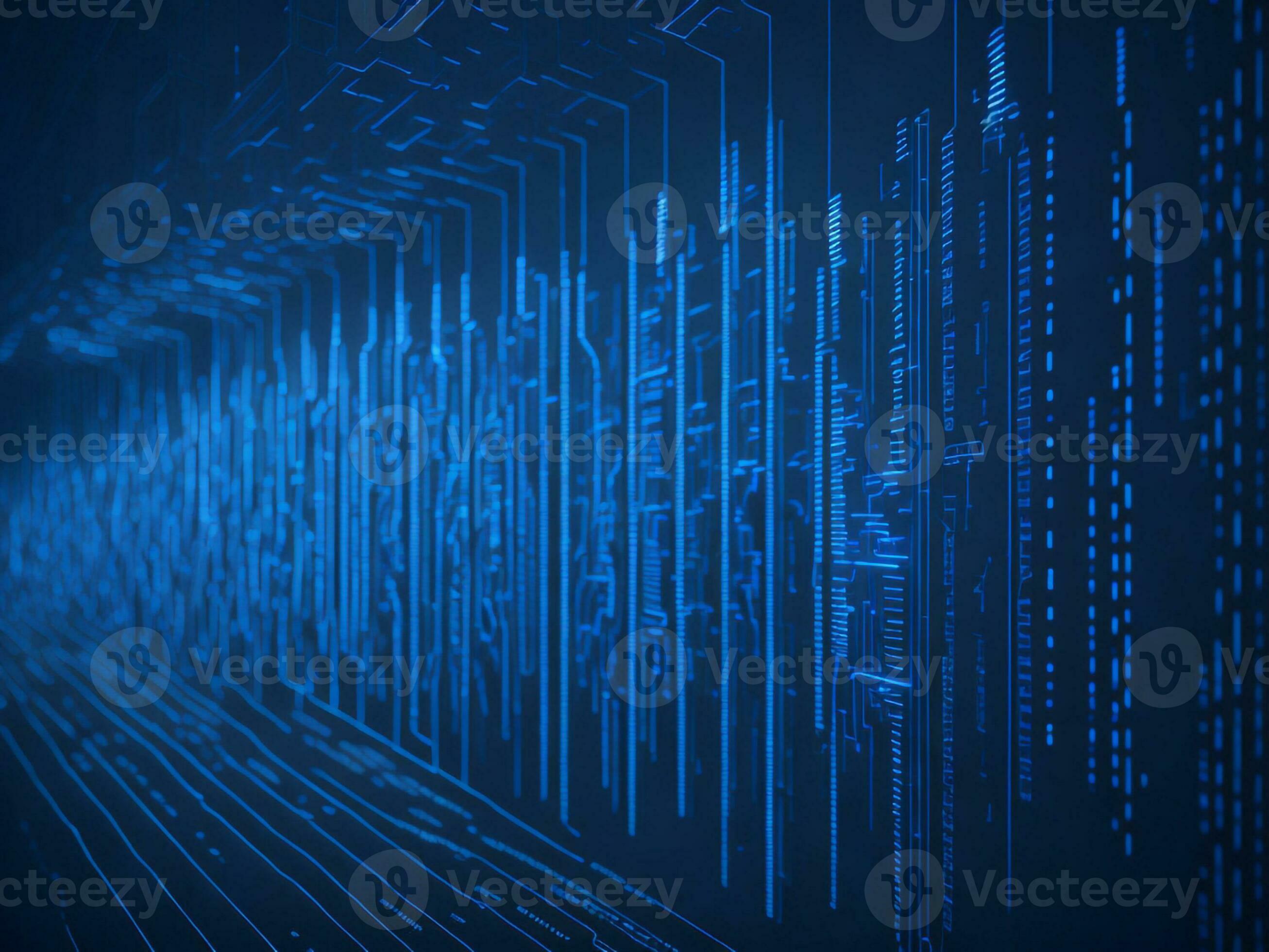 AI generated Blue digital binary data on computer screen background. binary code background ...