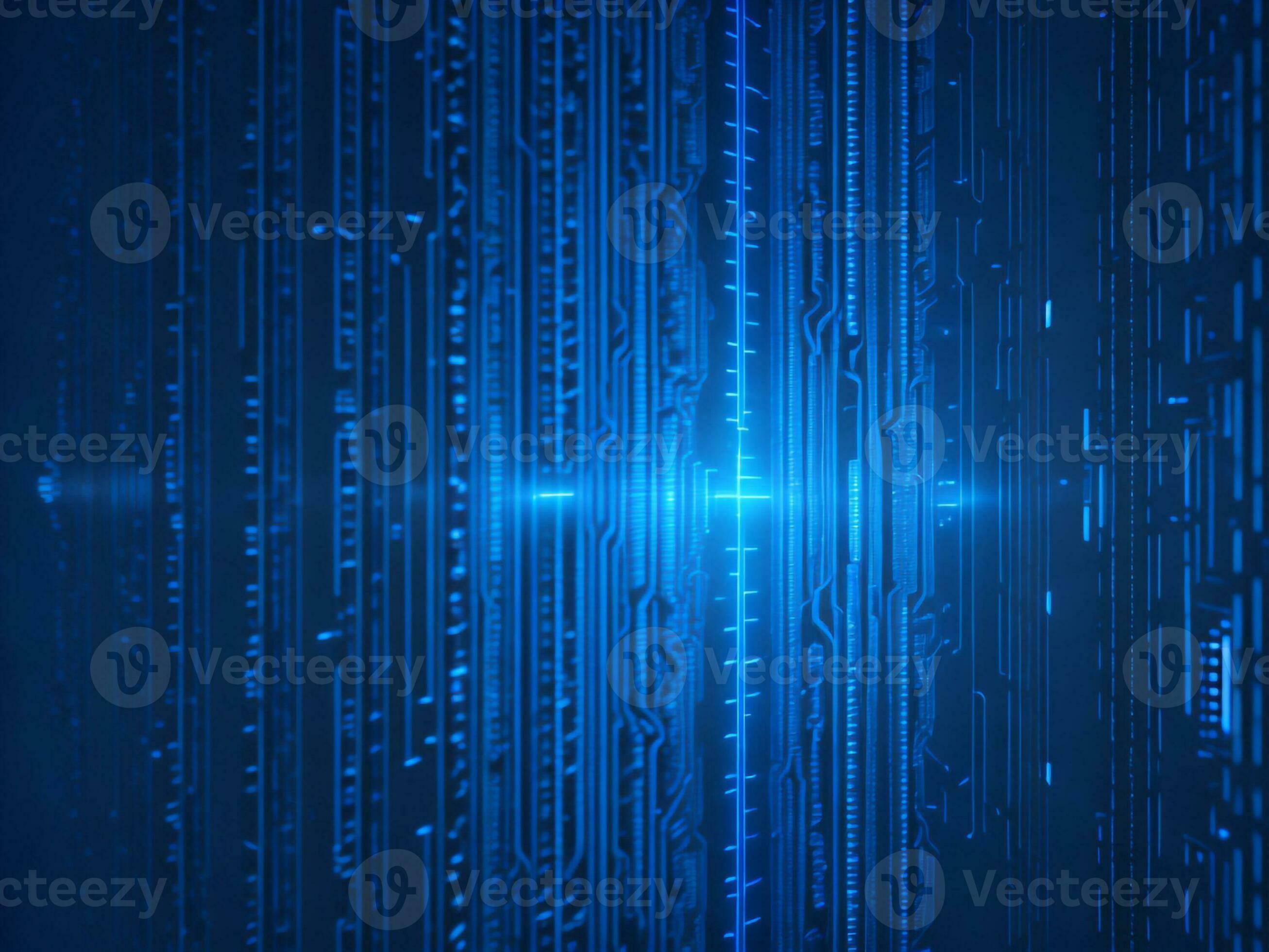 AI generated Blue digital binary data on computer screen background. binary code background ...