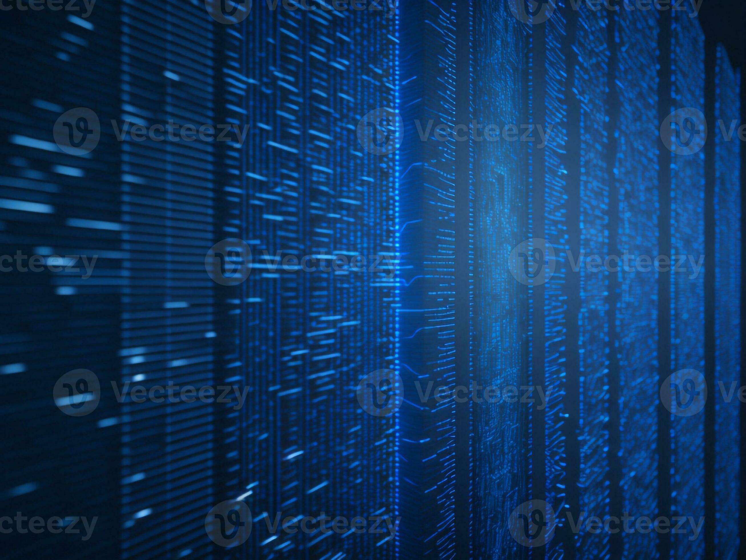 AI generated Blue digital binary data on computer screen background. binary code background ...