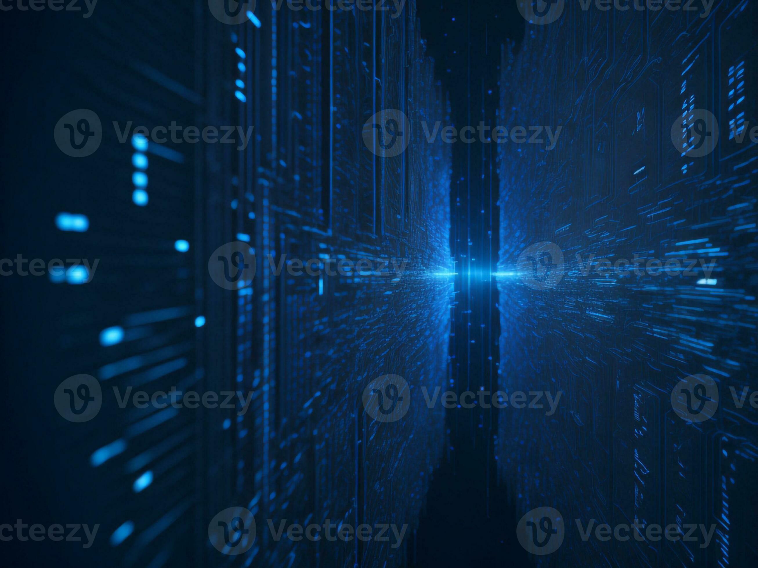 AI generated Blue digital binary data on computer screen background ...