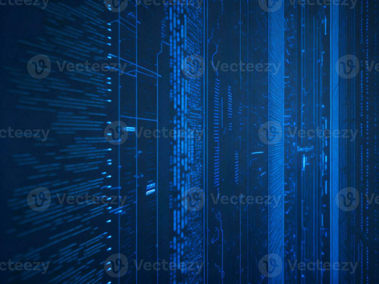 AI generated Blue digital binary data on computer screen background ...