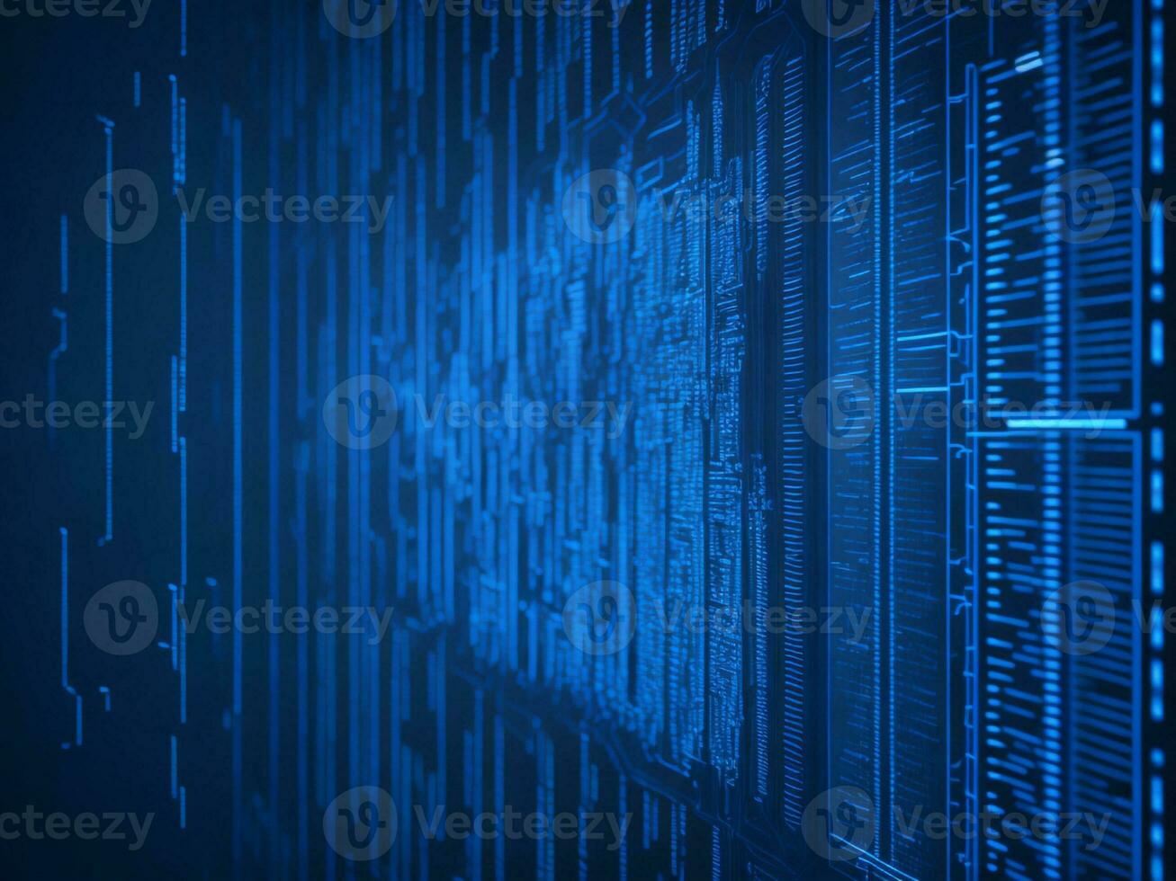 AI generated Blue digital binary data on computer screen background. binary code background ...