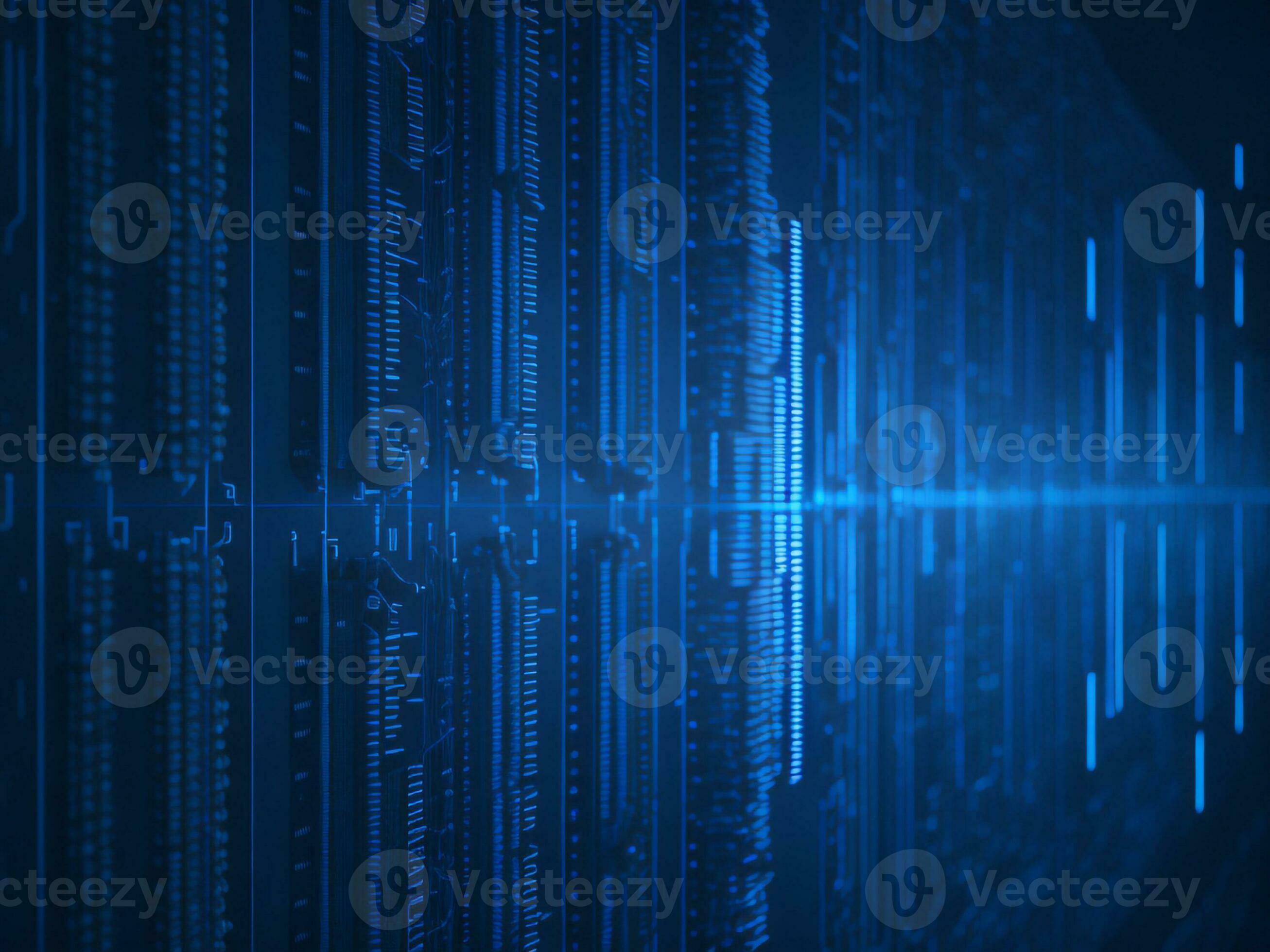 AI generated Blue digital binary data on computer screen background. binary code background ...