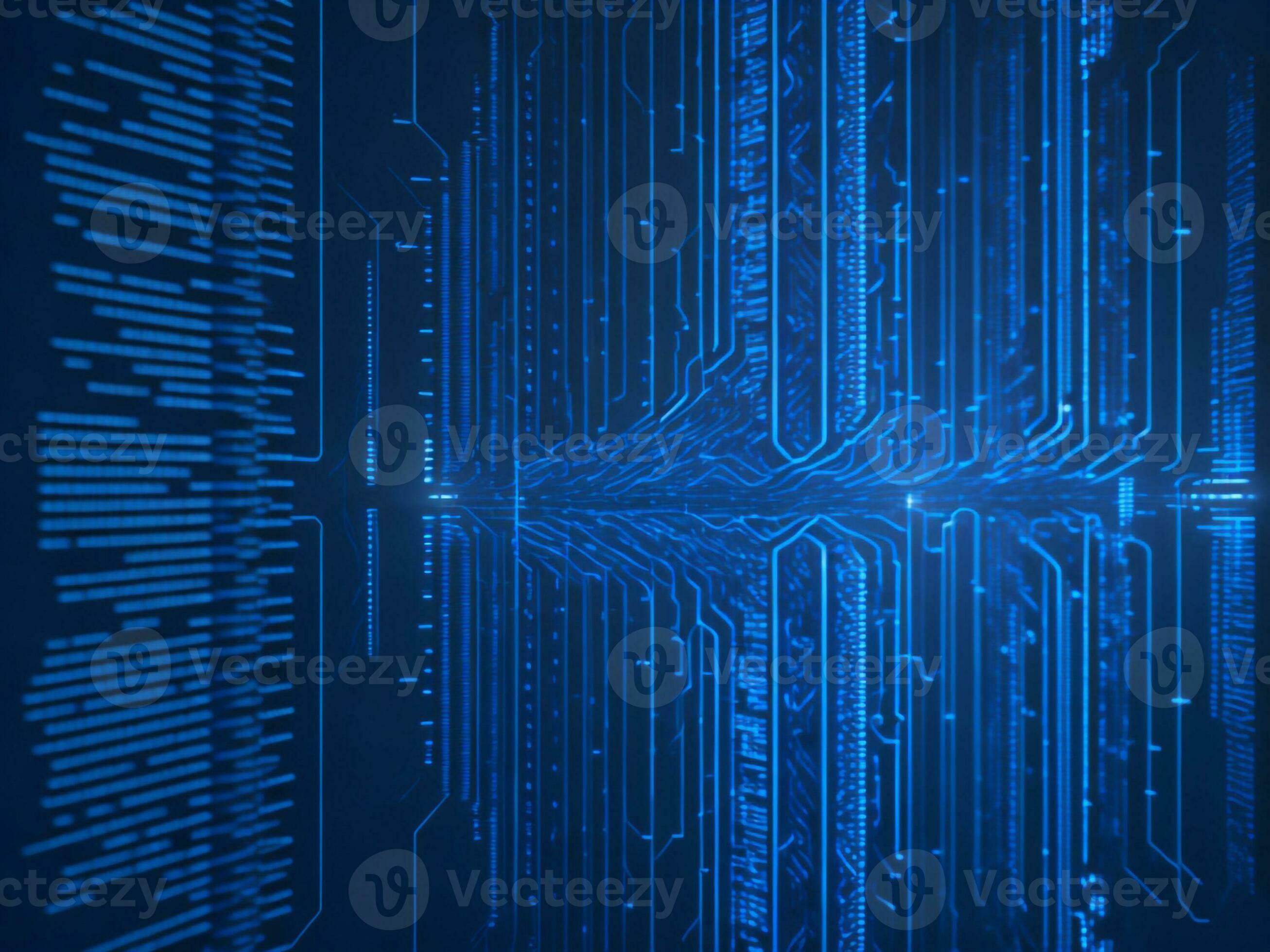 AI generated Blue digital binary data on computer screen background ...