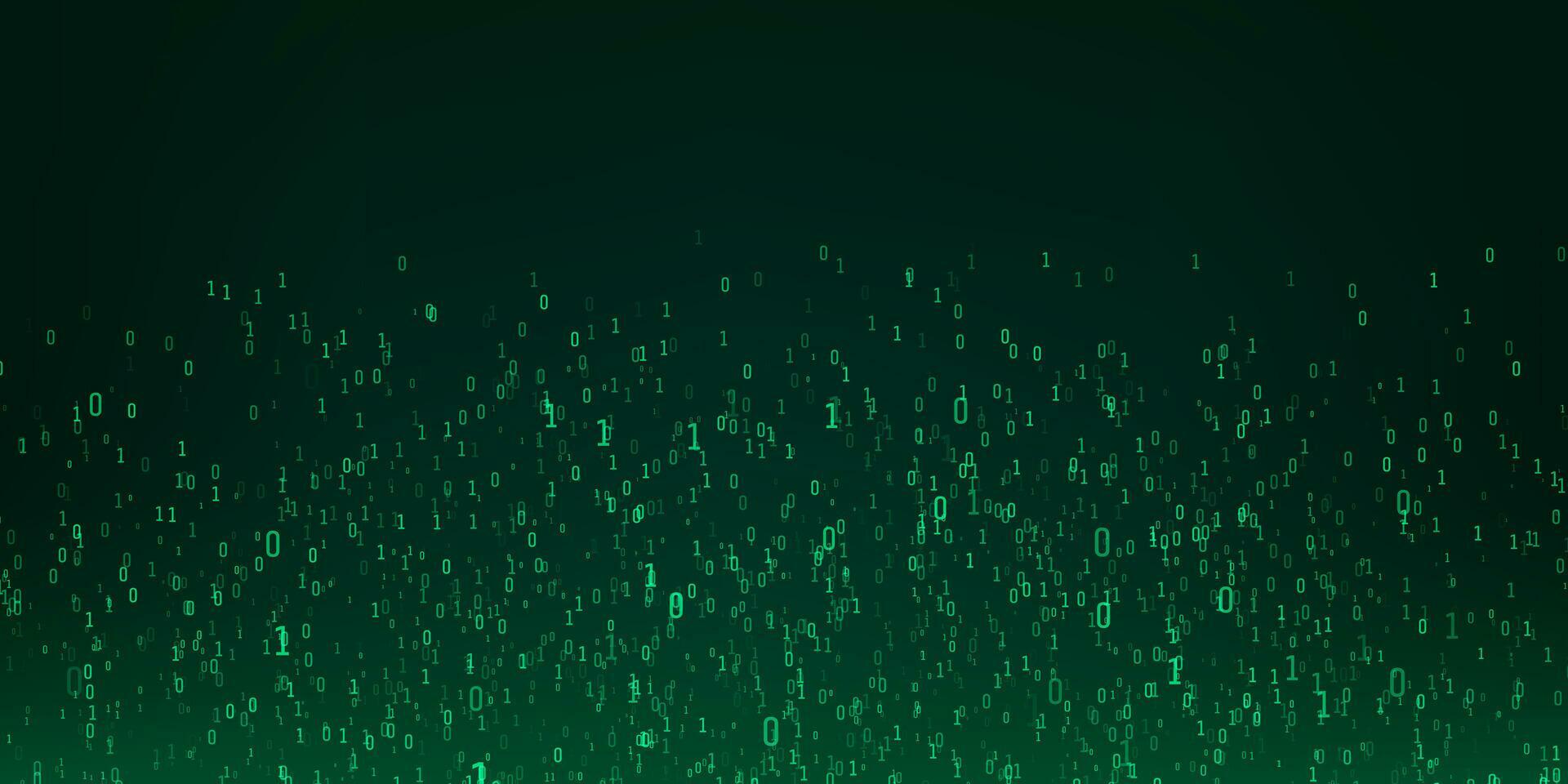 Binary Code Background Digital Data Stream In Green Colors Matrix Vector Illustration