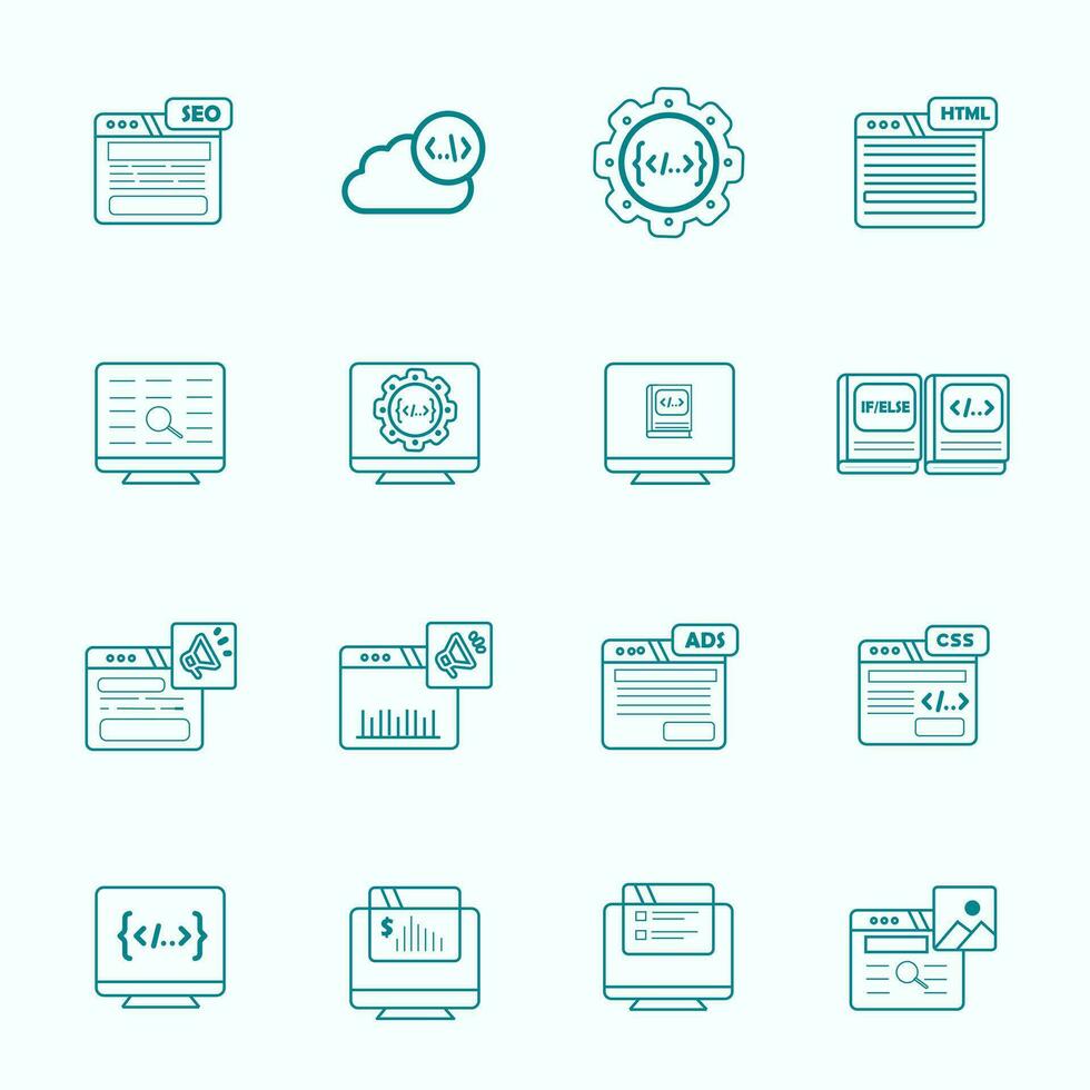 16 Icons Digital Marketing And Web Developer Icon Coding Icon