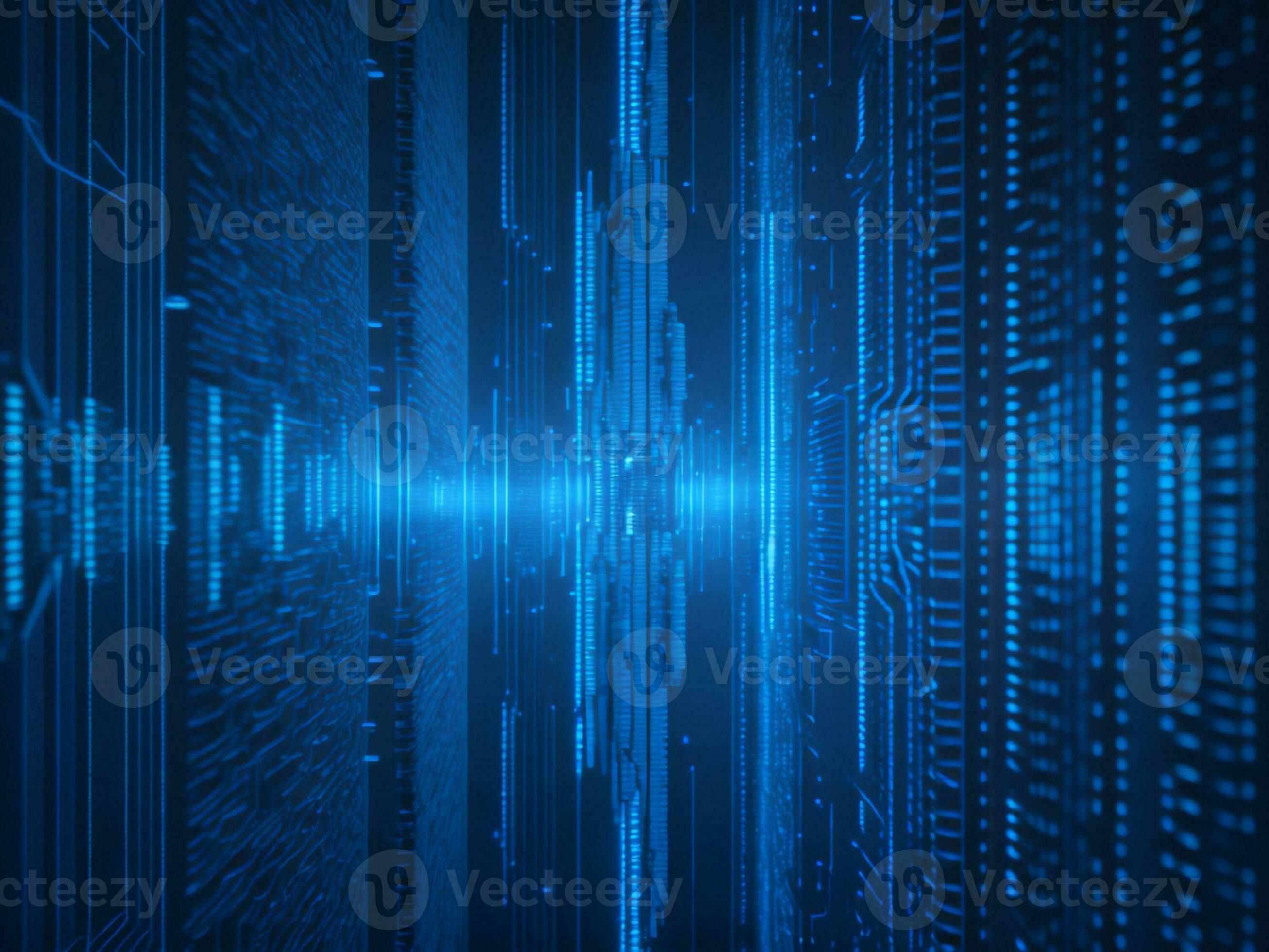 AI generated Blue digital binary data on computer screen background. binary code background ...