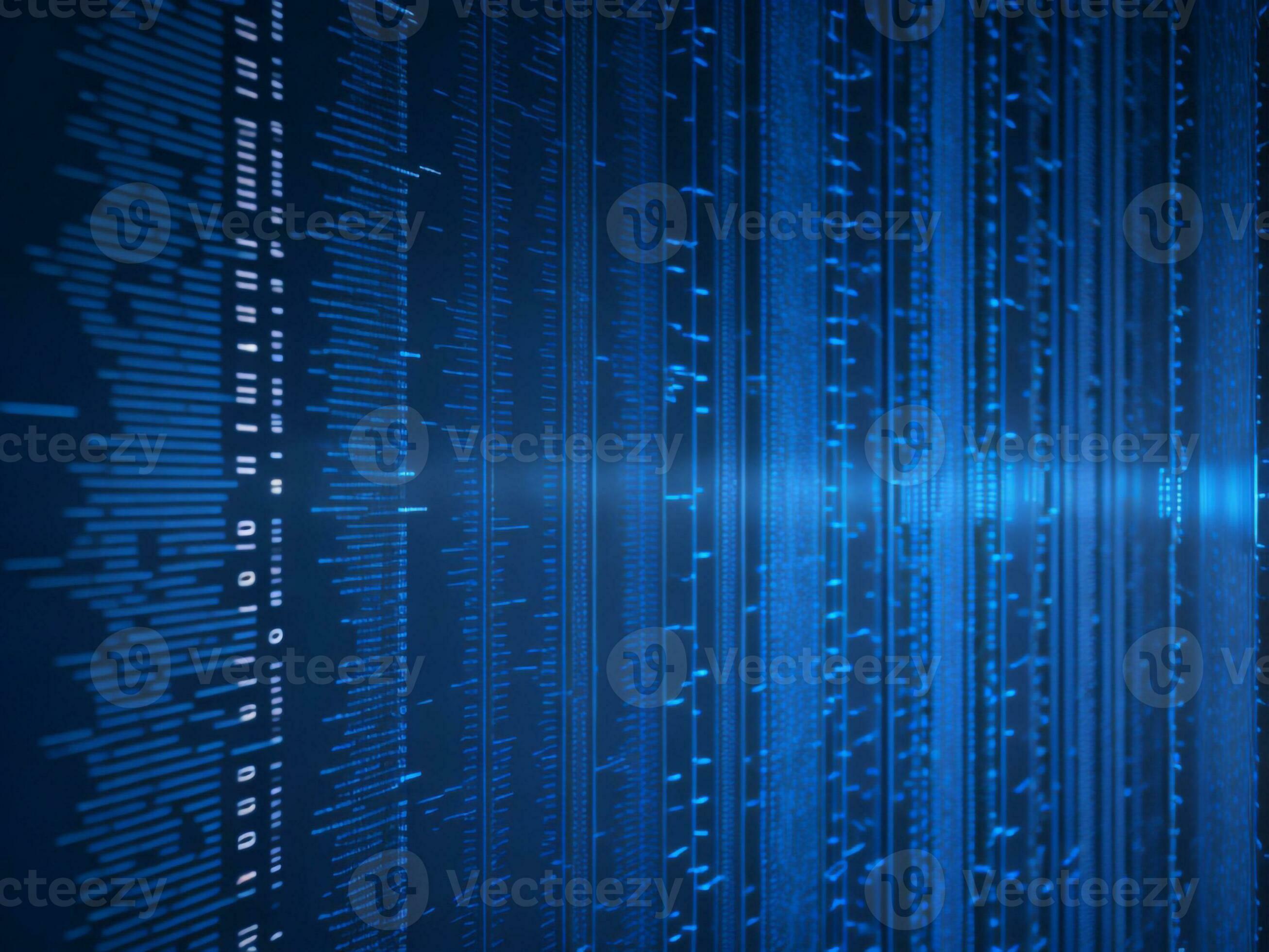 AI generated Blue digital binary data on computer screen background ...