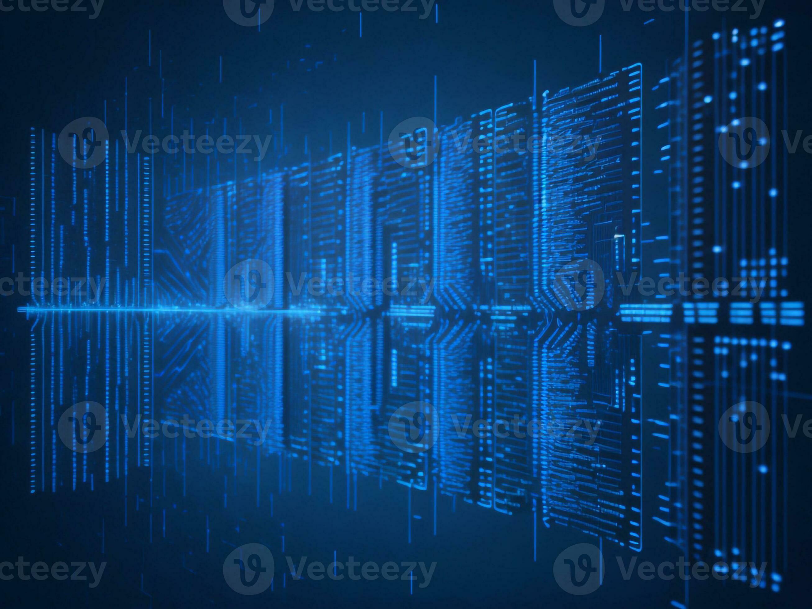 AI generated Blue digital binary data on computer screen background ...