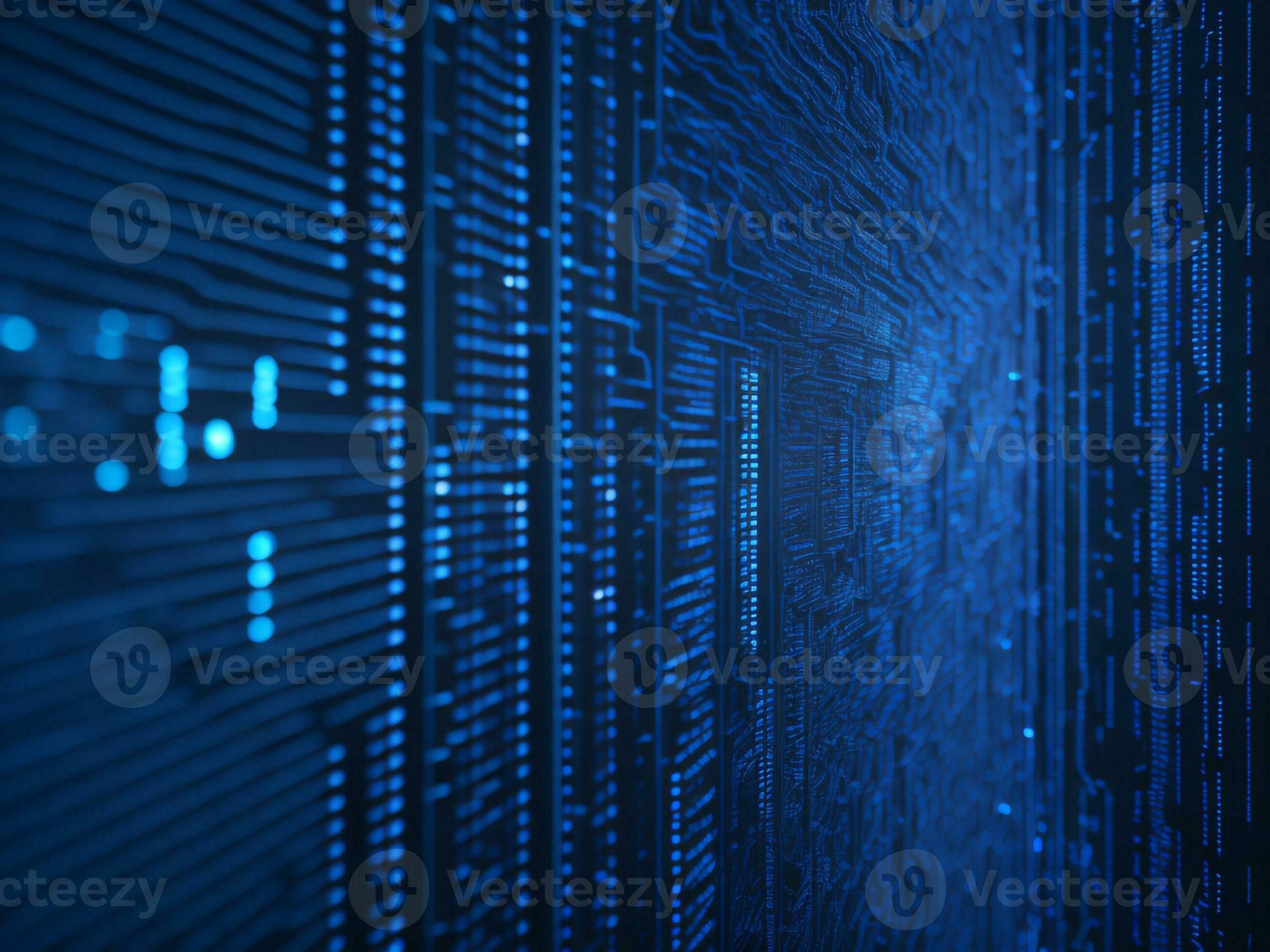 AI generated Blue digital binary data on computer screen background. binary code background ...