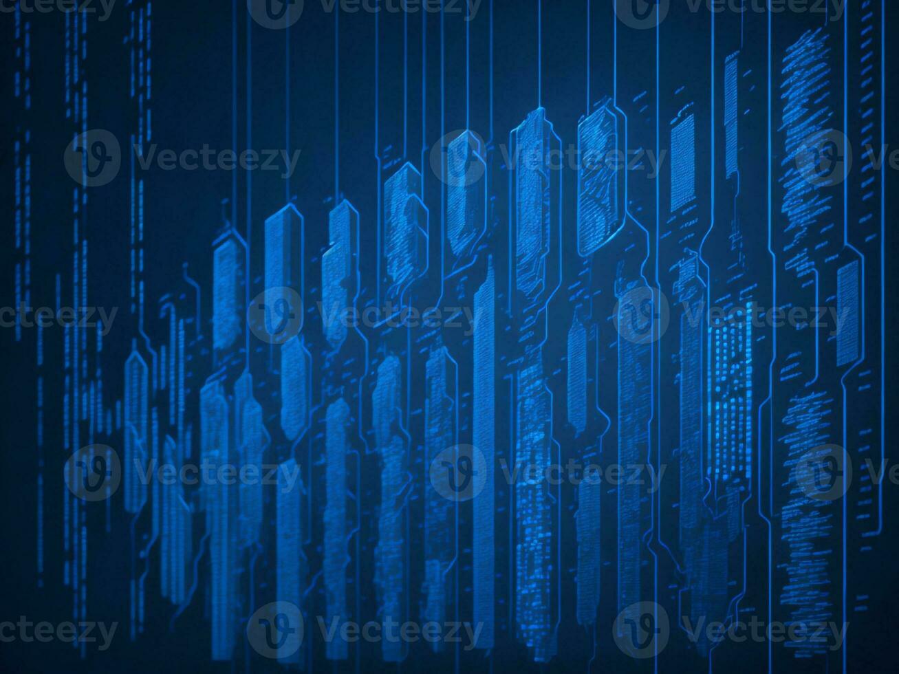 AI generated Blue digital binary data on computer screen background ...