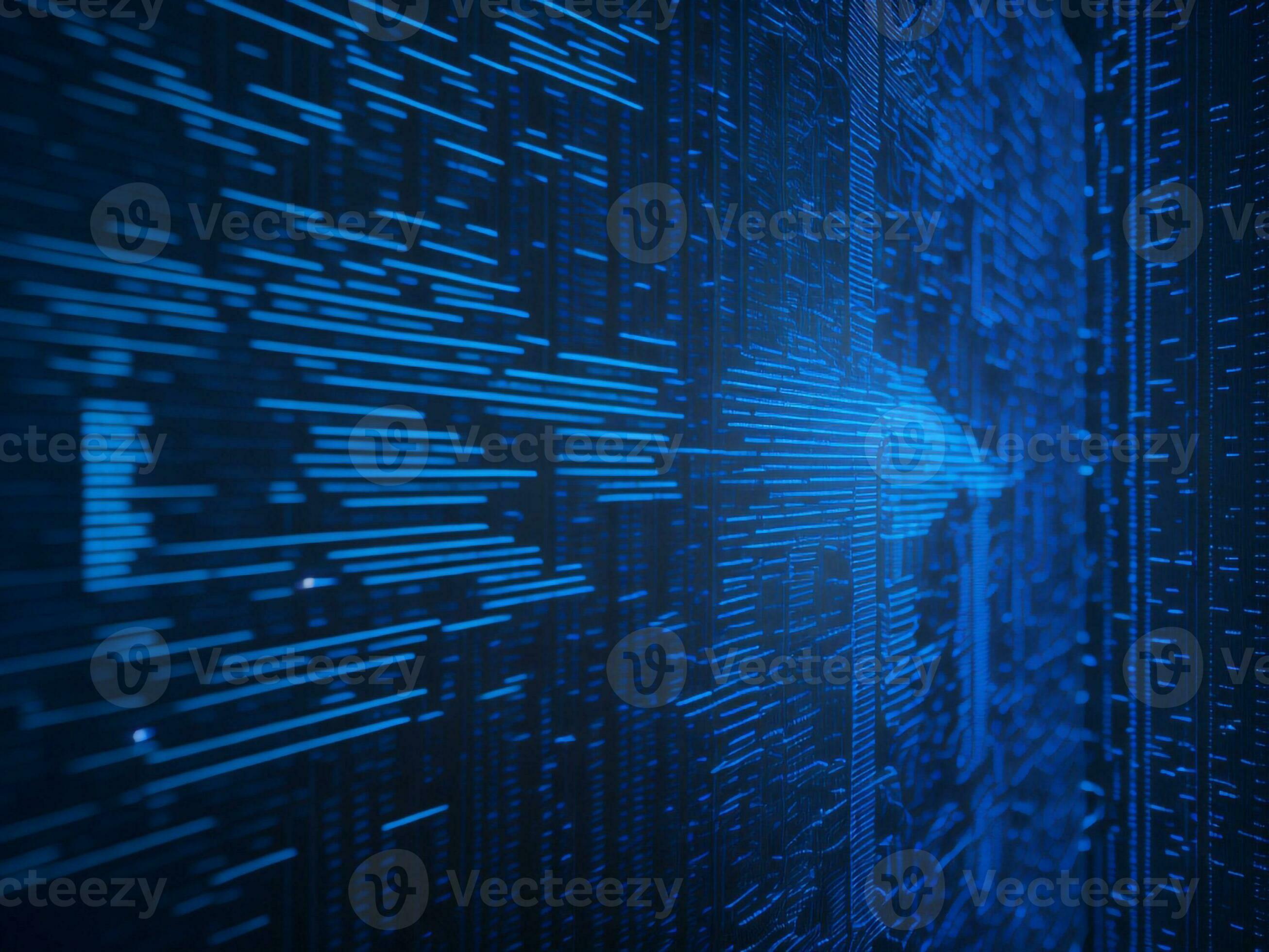 AI generated Blue digital binary data on computer screen background. binary code background ...