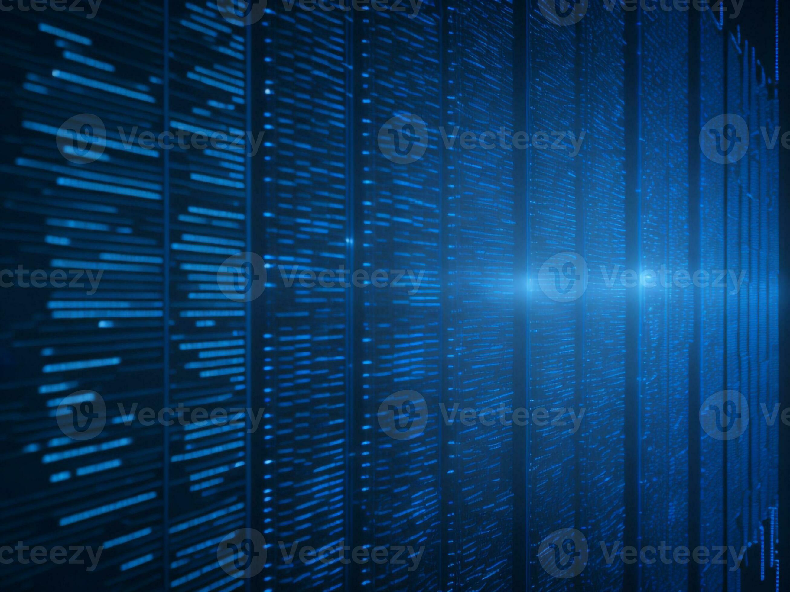 AI generated Blue digital binary data on computer screen background ...