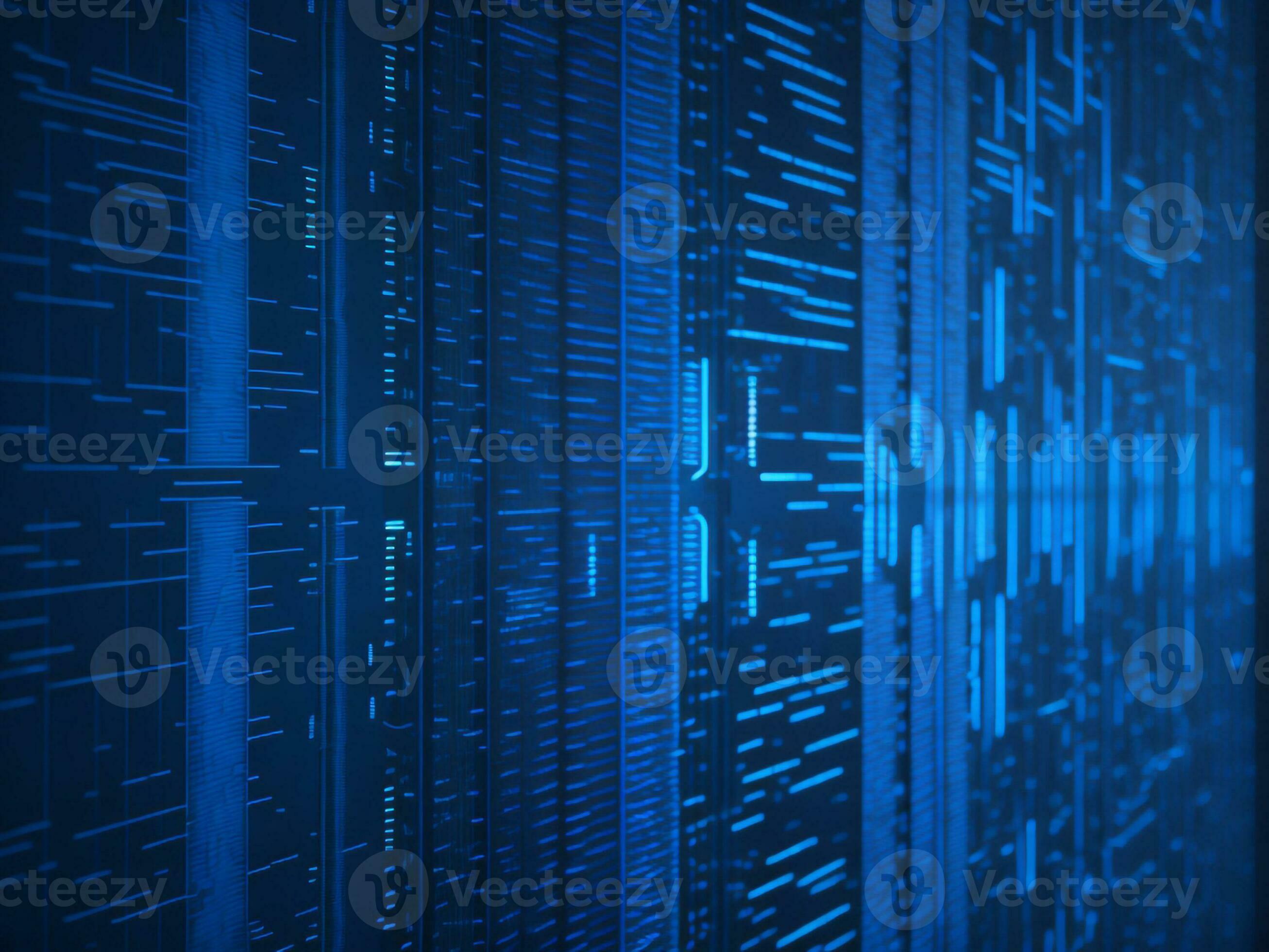 AI generated Blue digital binary data on computer screen background. binary code background ...