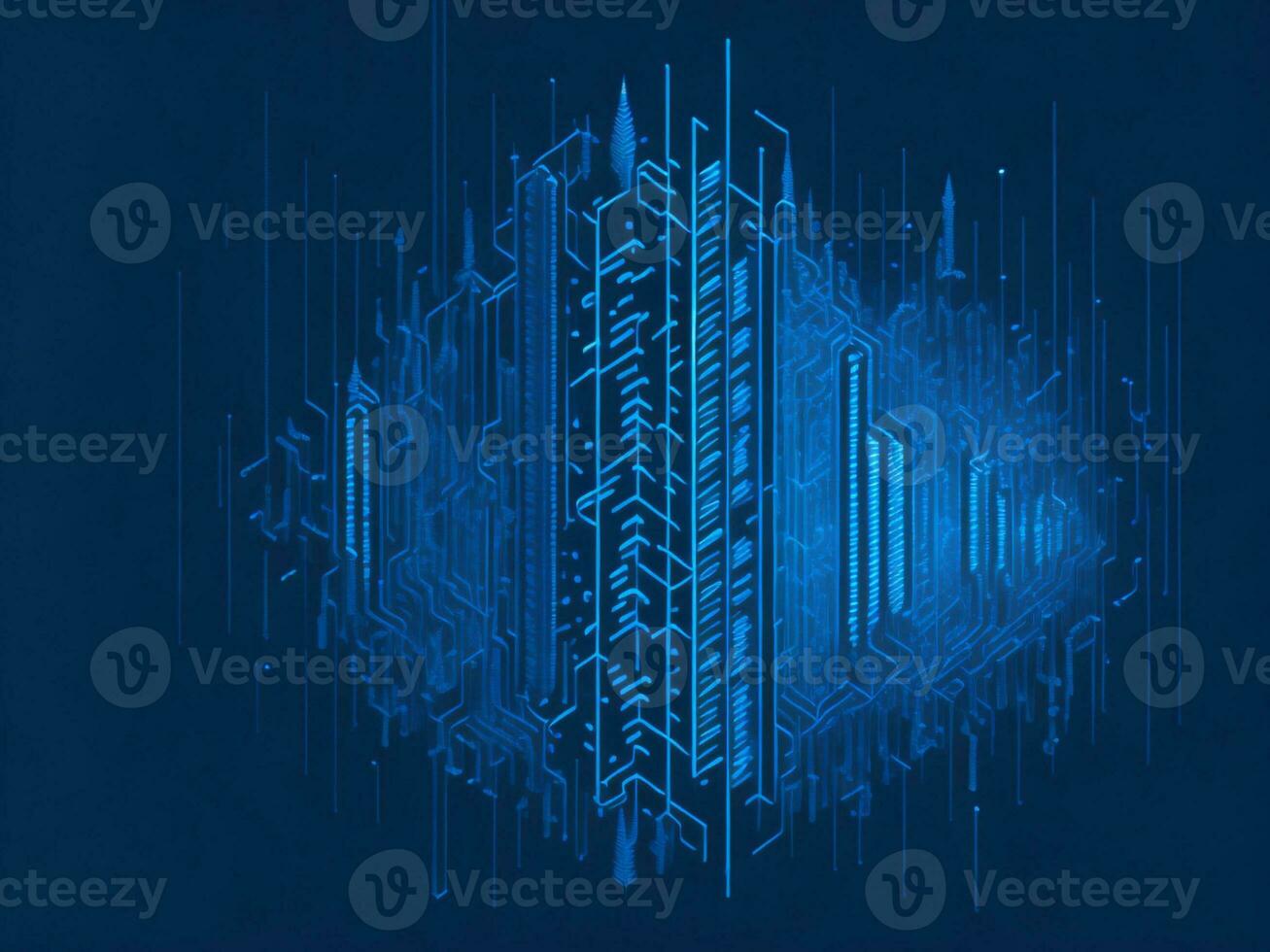 AI generated Blue digital binary data on computer screen background ...