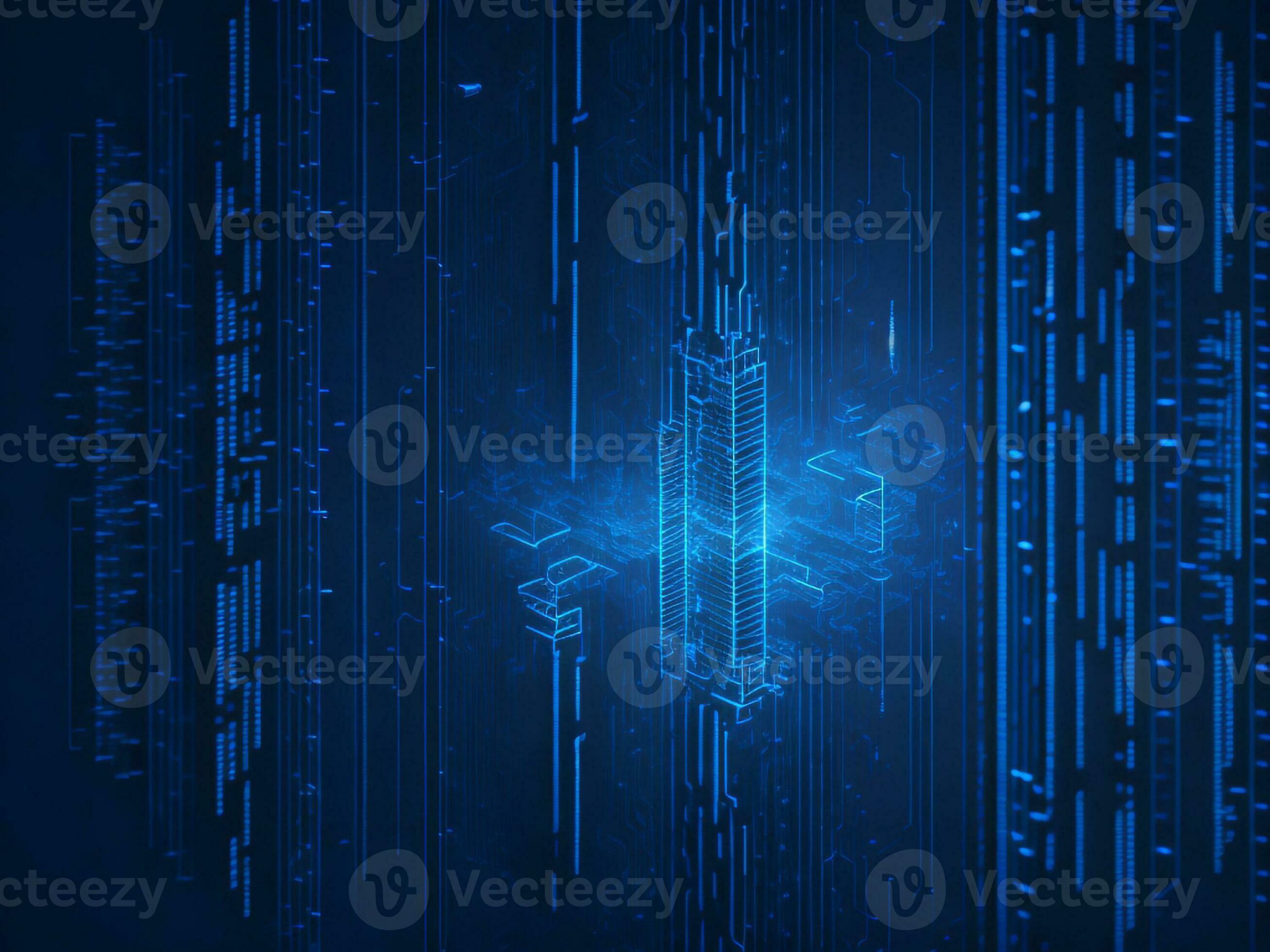 Ai Generated Blue Digital Binary Data On Computer Screen Background Binary Code Background